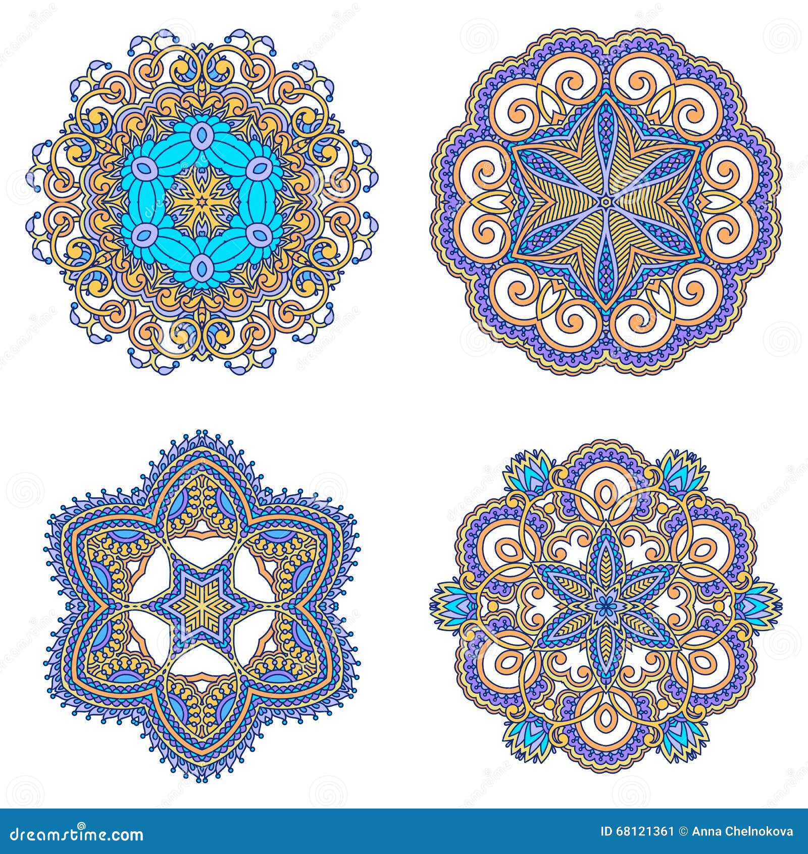 Vector Decorative Round Elements. Stock Vector - Illustration of floral ...