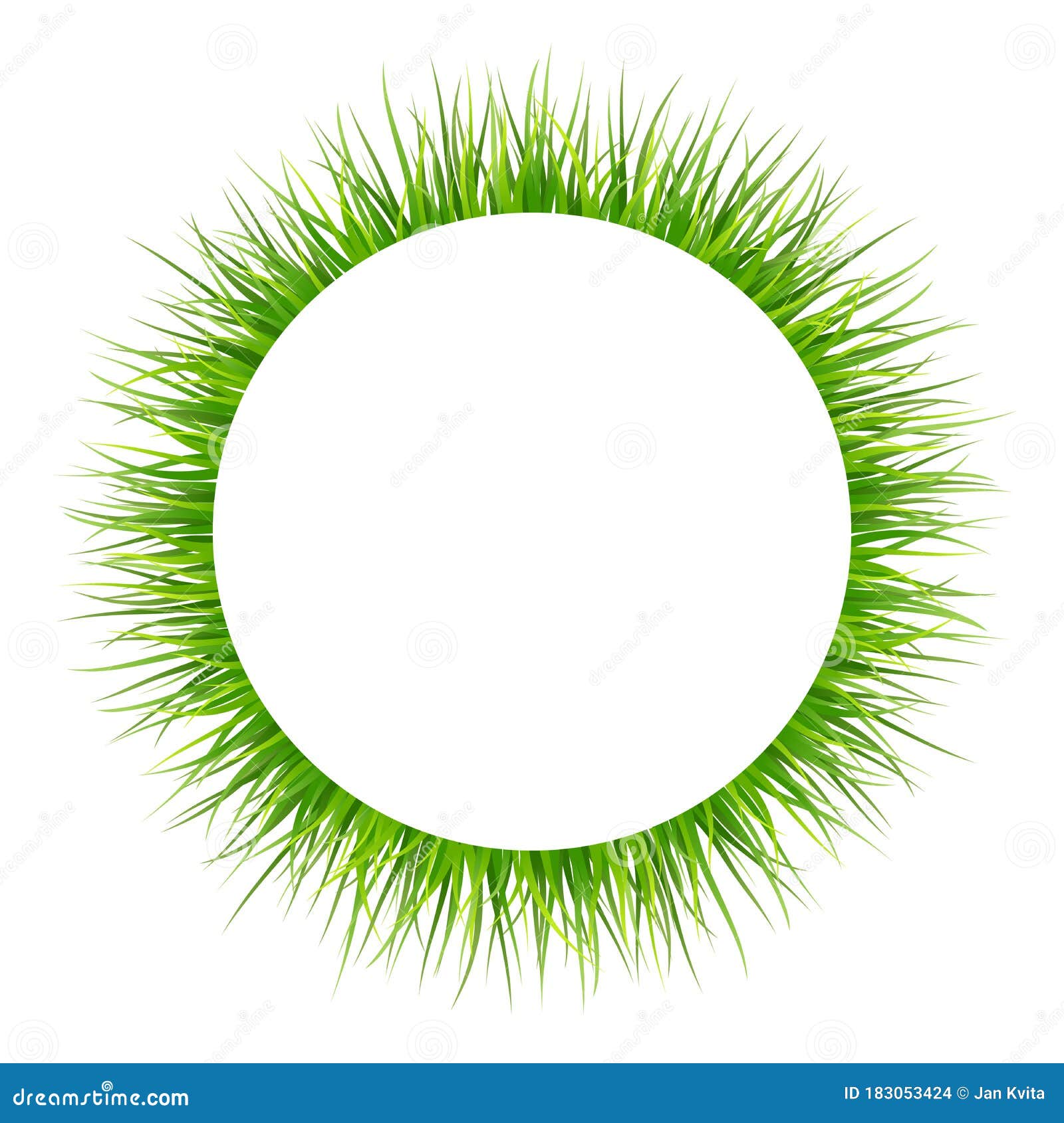 Vector Decorative Round Frame with Shaded Grass Leaves on White ...