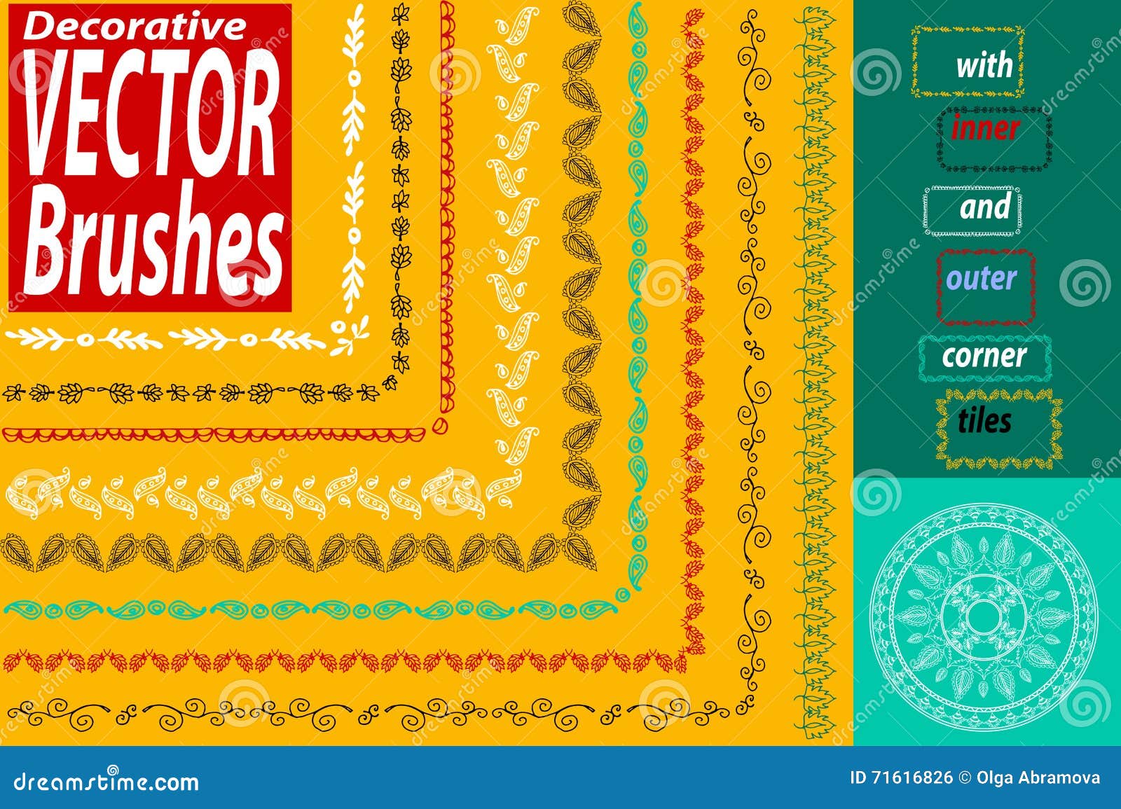 Vector Decorative Scribble Paintbrushes with Inner and Outer Corners ...