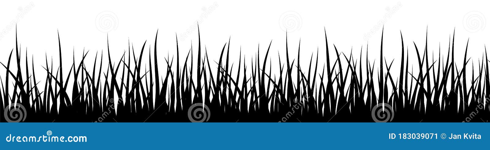 Vector Decorative Seamless Pattern with Black Grass Leaves on White ...