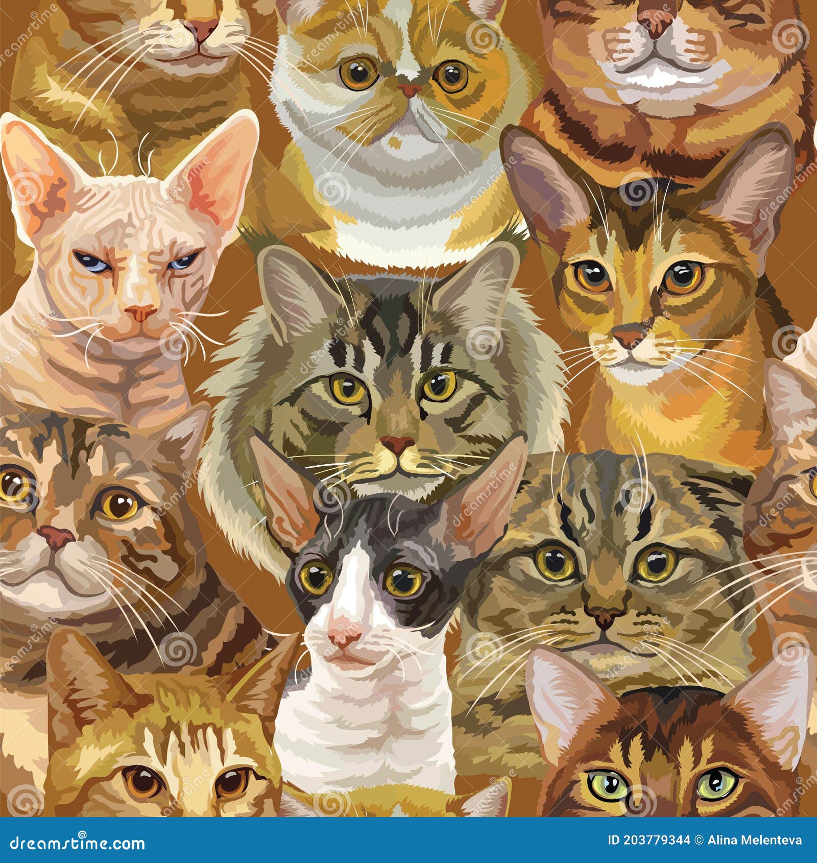 Set Of Realistic Cats Silhouettes Vector Illustration | CartoonDealer ...