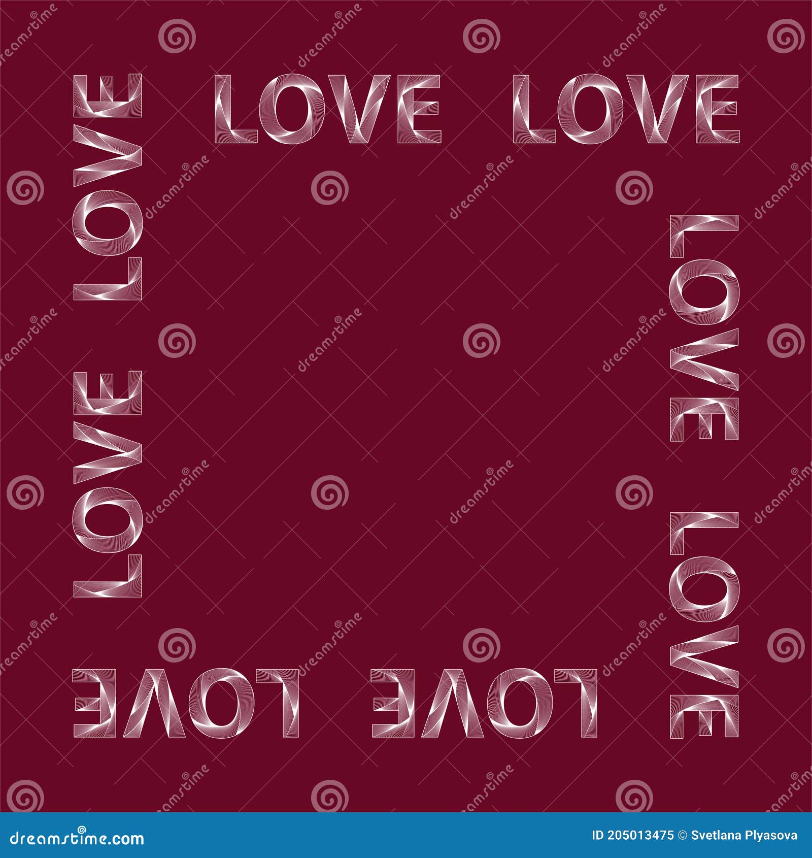 Vector Decorative Square Frame of White Lettering Love on a Red ...