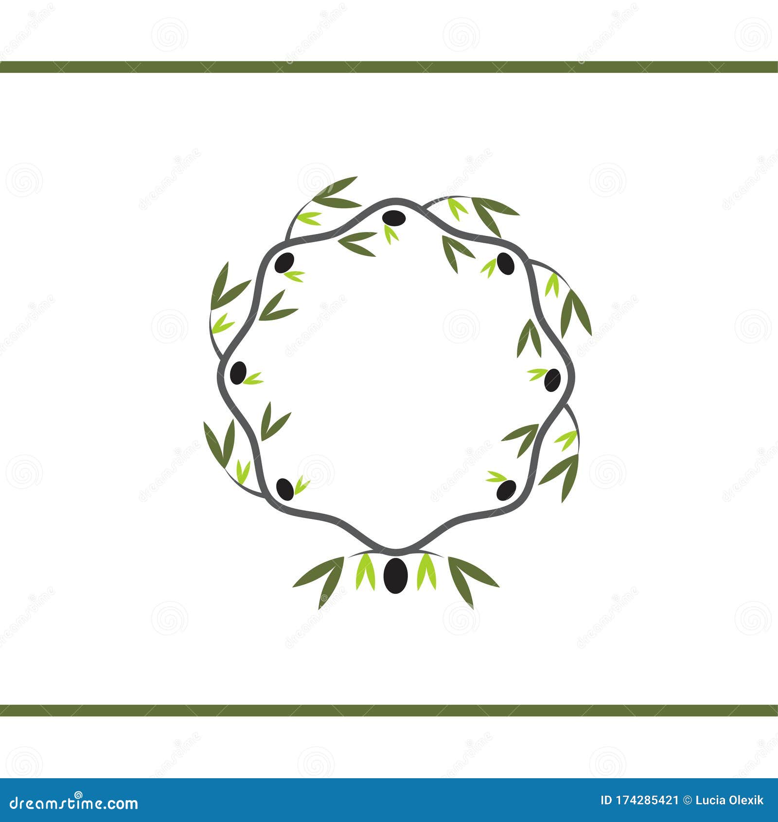 Vector Decorative Wreath Olive Branch.for Labels, Packaging. Stock ...