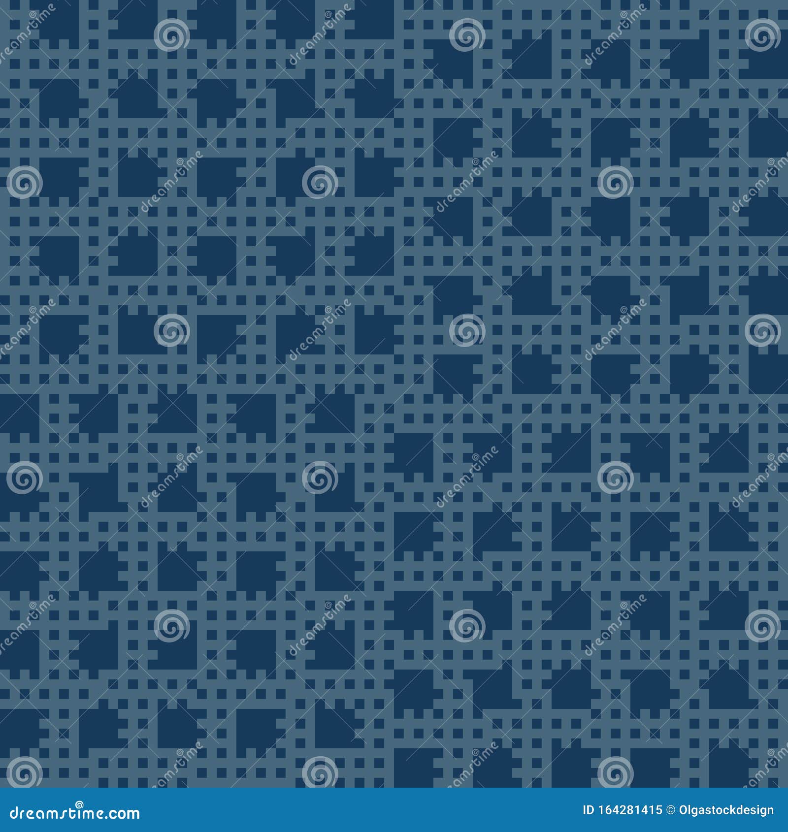 Vector Deep Blue Geometric Seamless Pattern with Small Squares, Repeat ...