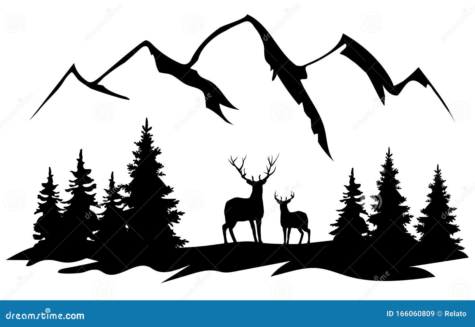 Vector Deer and the Mountains. Nature Background. Stock Vector ... Vector Deer and the Mountains. Nature Background. Stock Vector ...