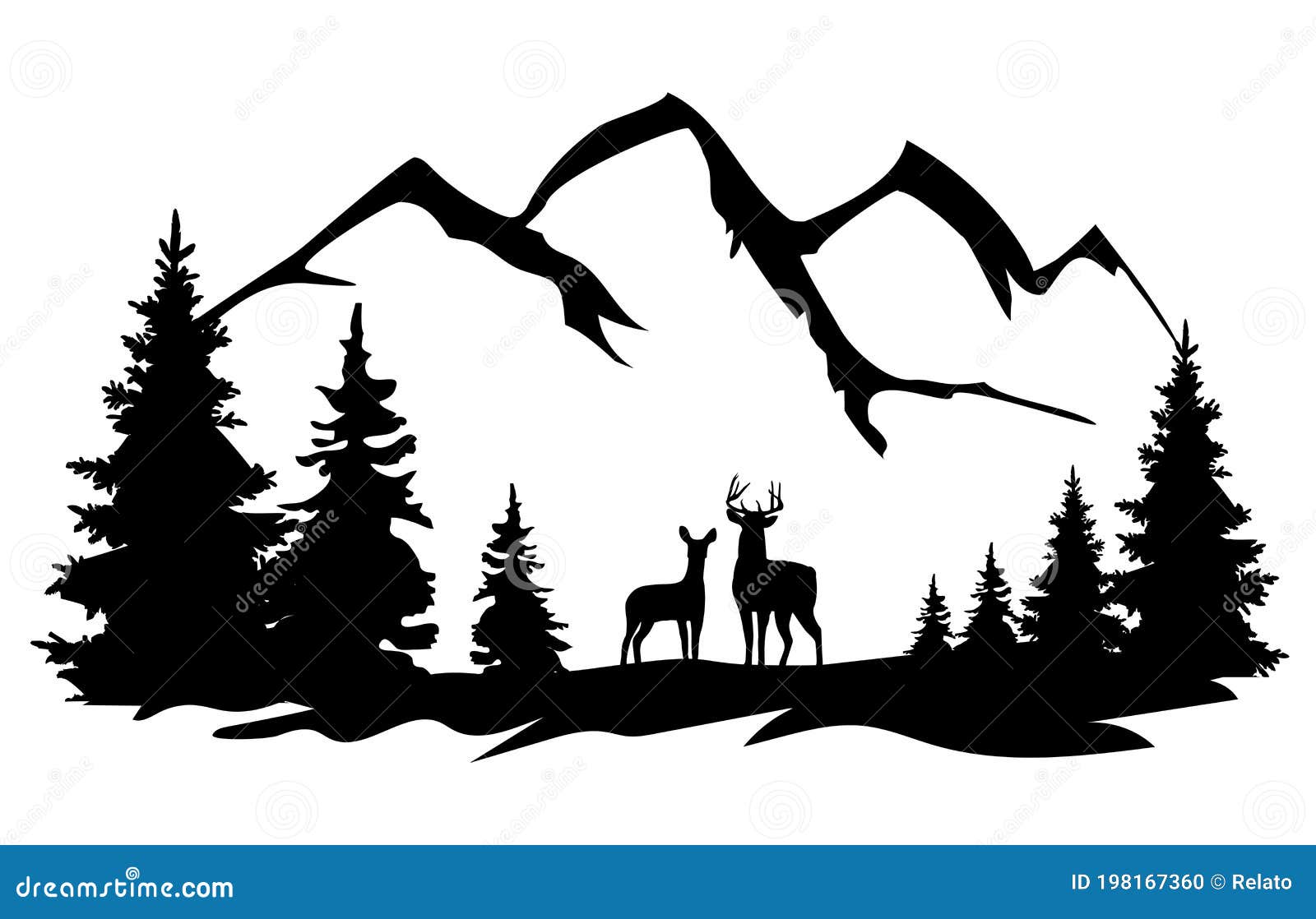 Vector Deer in the Wilderness. Stock Vector - Illustration of design ...