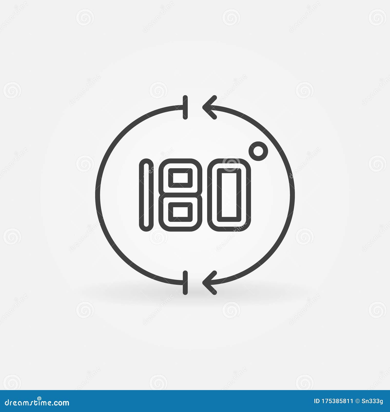 Vector 180 Degrees Angle Outline Concept Icon Stock Vector ...