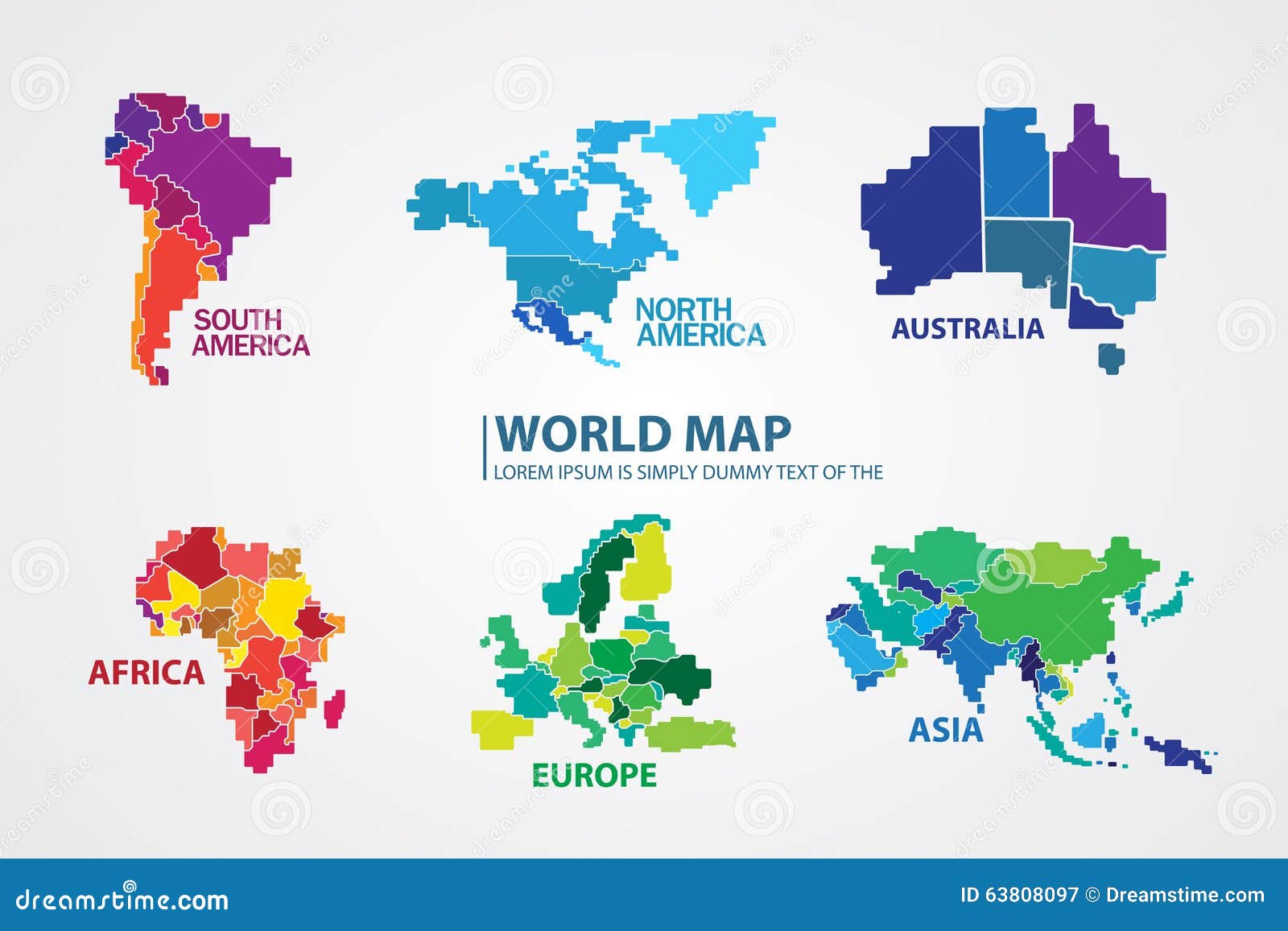 Vector Del Diseño Del Mapa Del Mundo Del Pixel Stock de ilustración ...