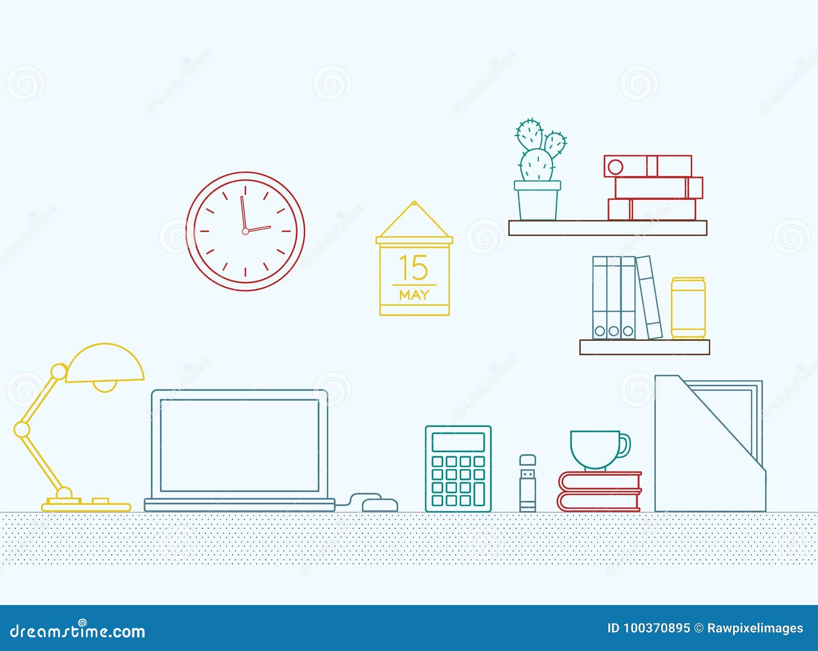 Vector Del Equipo De Los Materiales De Oficina Ilustración del Vector ...