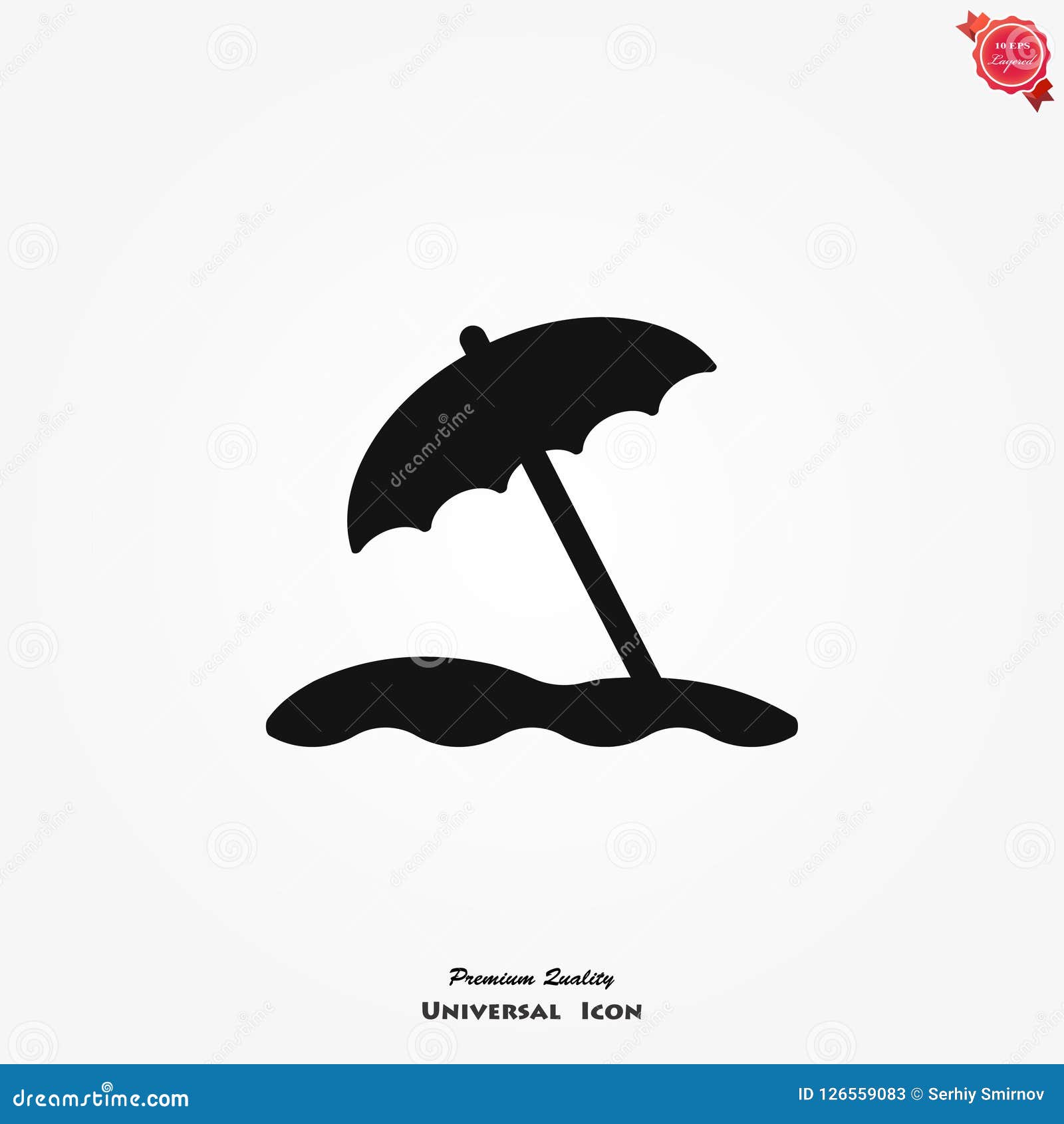 Vector Del Icono De La Playa En El Fondo Blanco Stock de ilustración ...