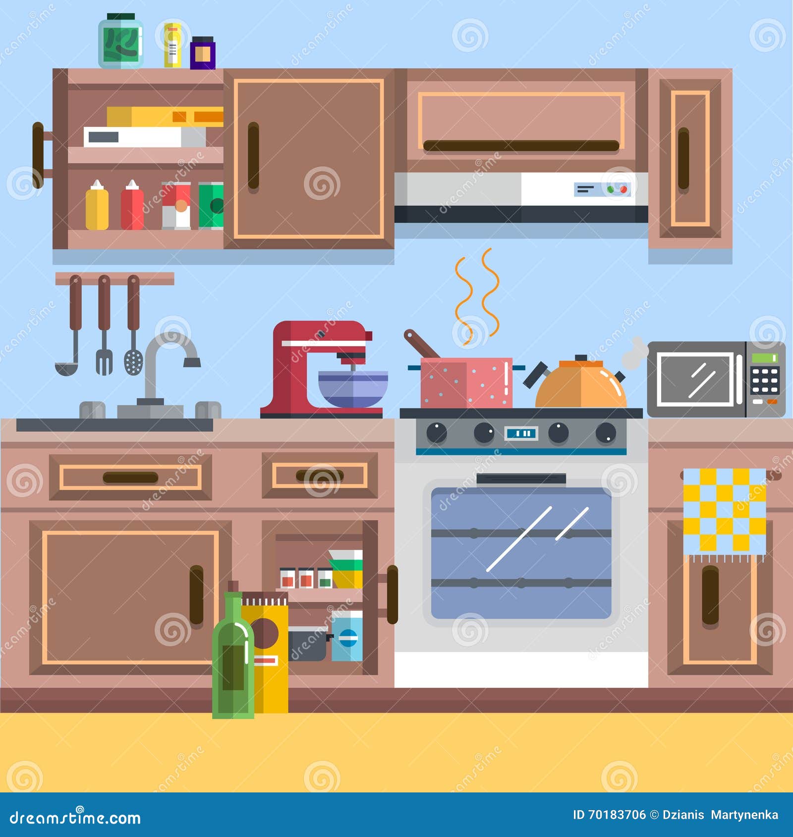 Vector Del Interior De La Cocina Ilustración del Vector - Ilustración ...