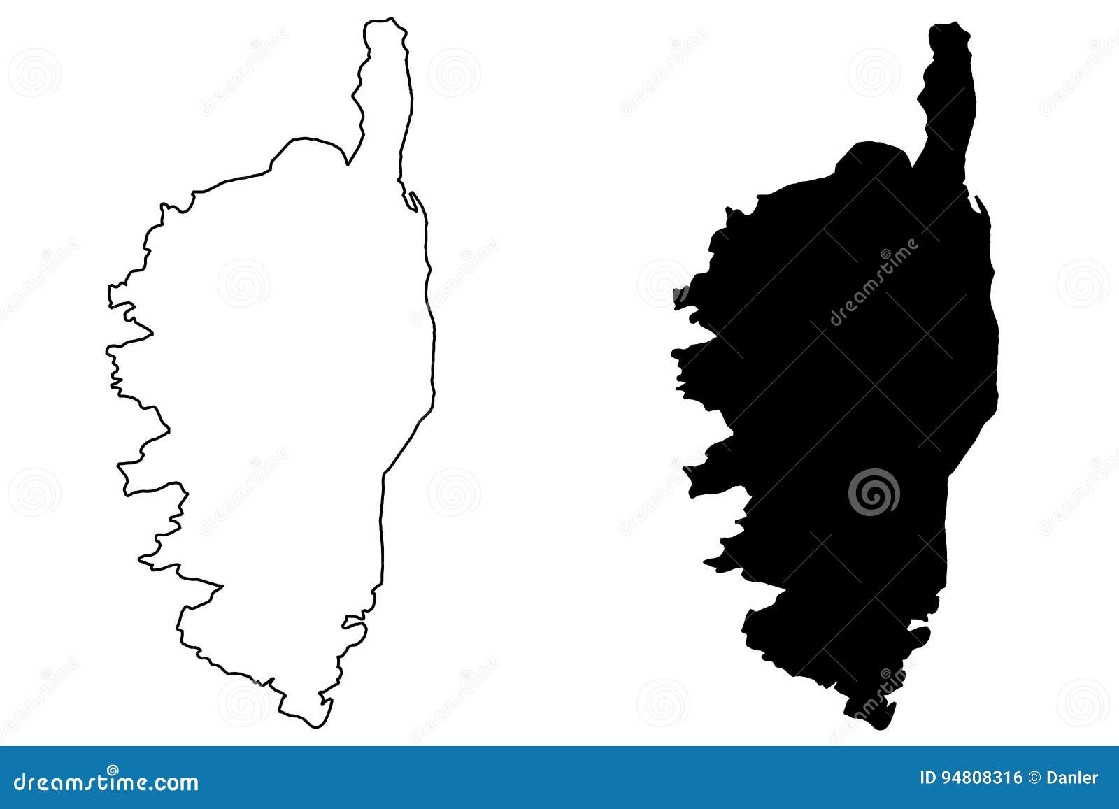 Vector del mapa de Córcega ilustración del vector. Ilustración de ...