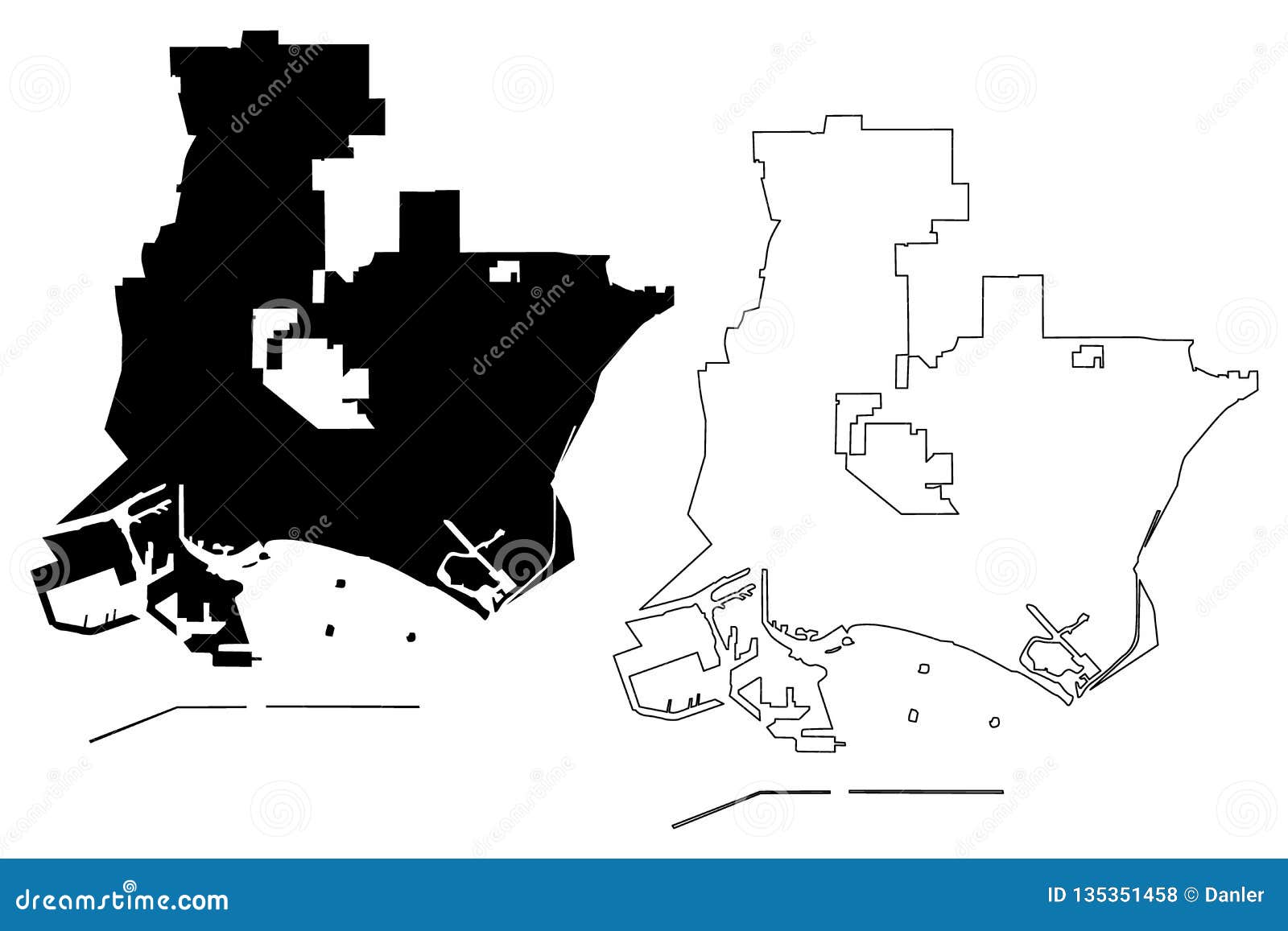 Vector Del Mapa De La Ciudad De Long Beach Ilustración del Vector ...