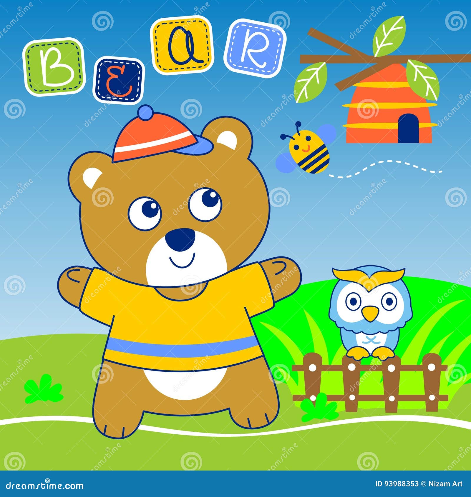 Vector del oso y del búho ilustración del vector. Ilustración de ...