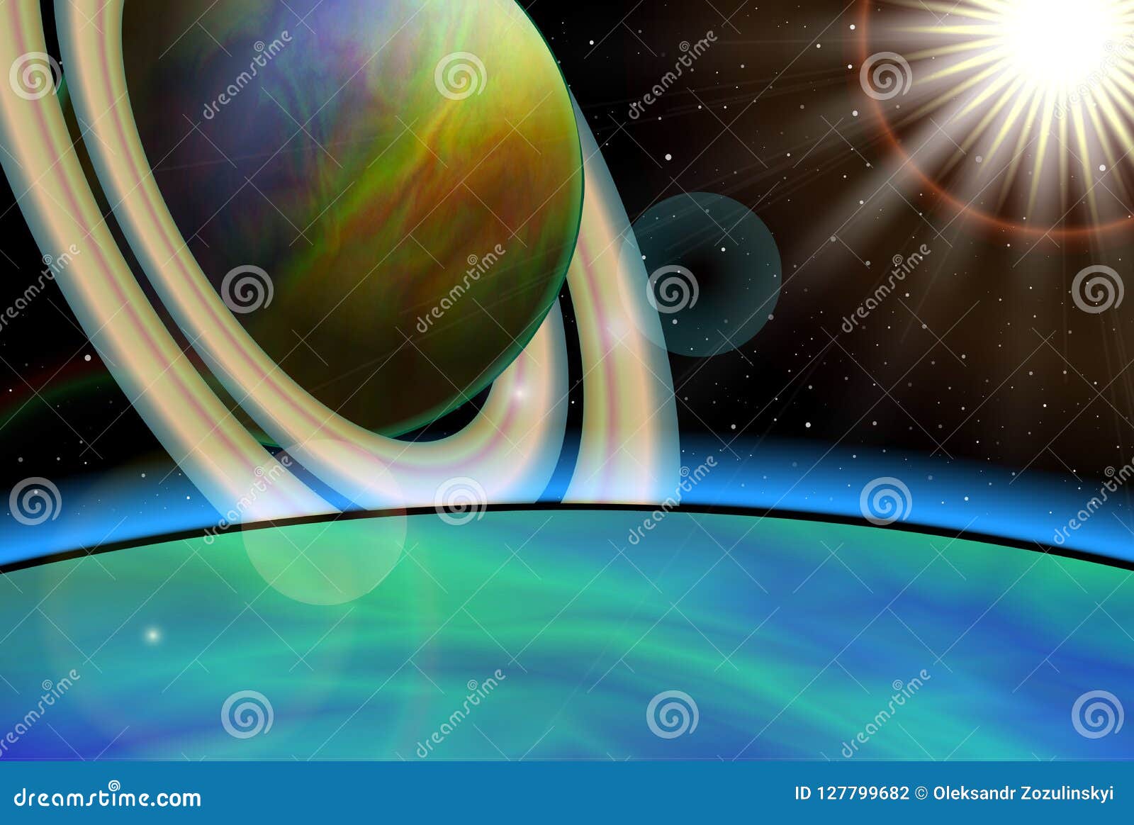 Vector Del Paisaje Del Planeta Fondo Del Espacio Ilustración del Vector ...