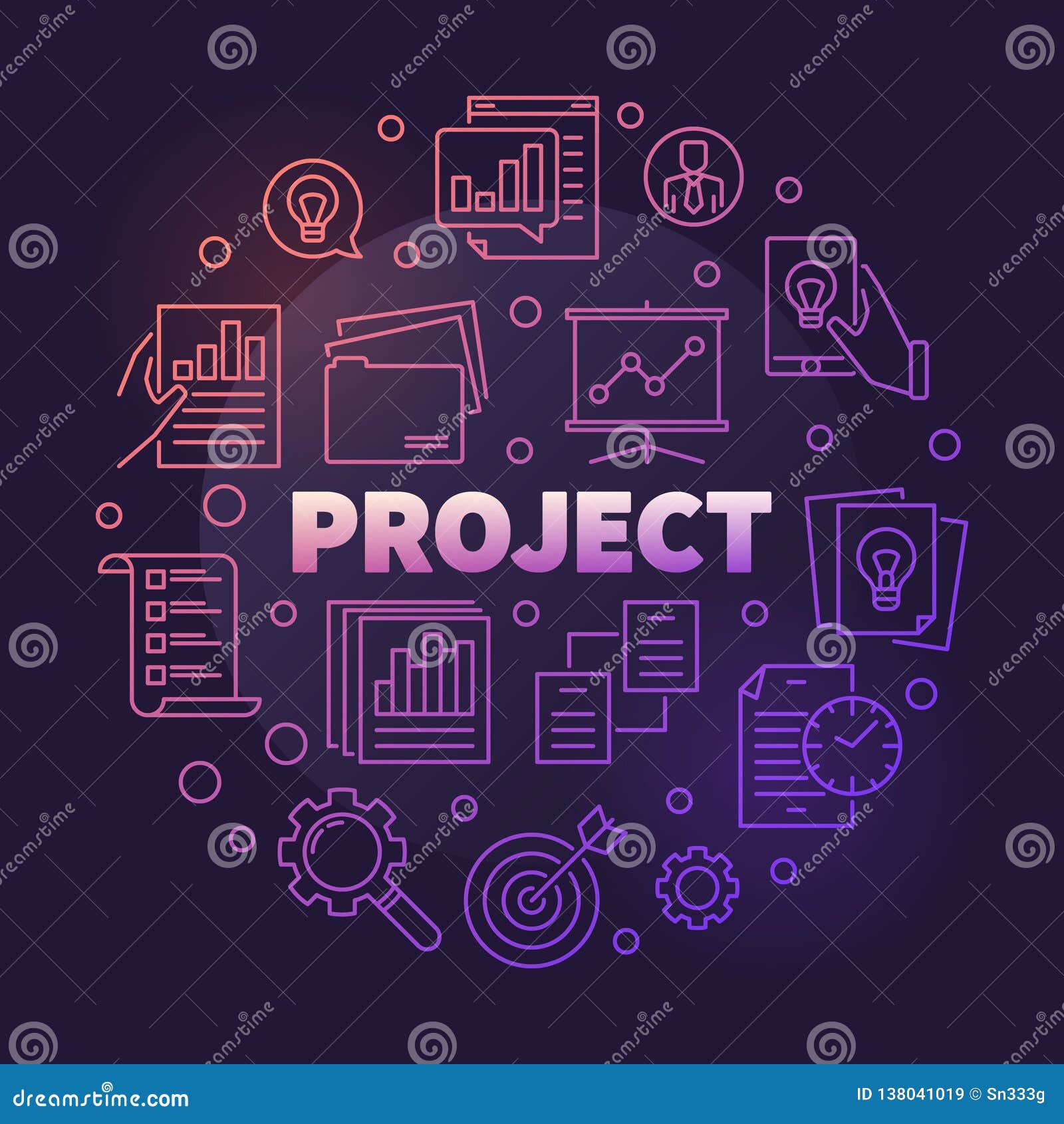 Vector Del Proyecto Del Negocio Alrededor Del Ejemplo Colorido Del ...