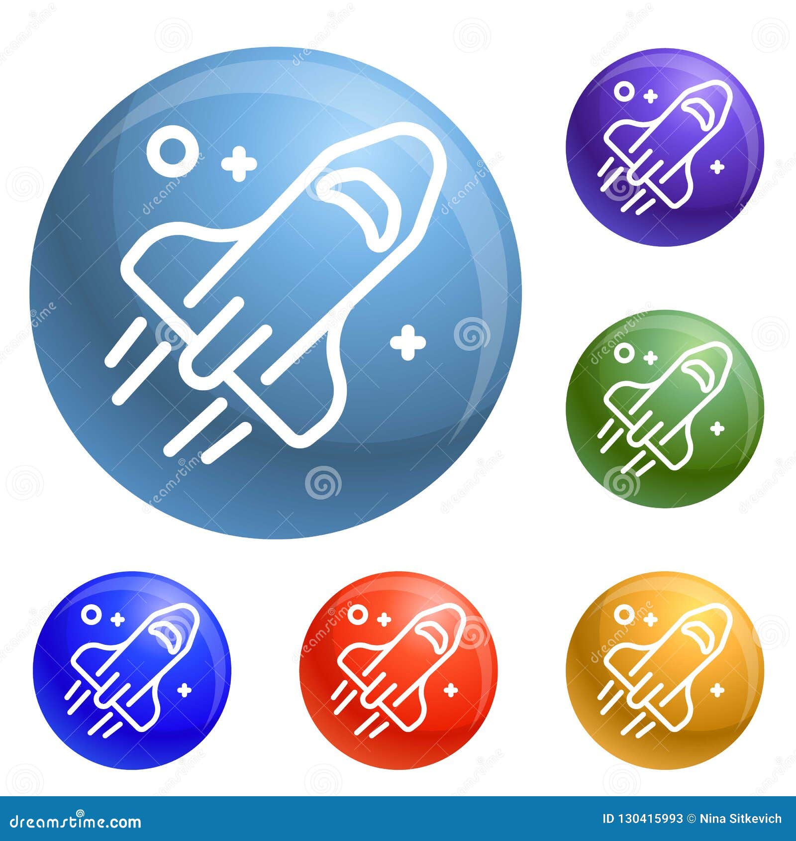 Vector Del Sistema De Los Iconos Del Cohete De Espacio Ilustración del ...