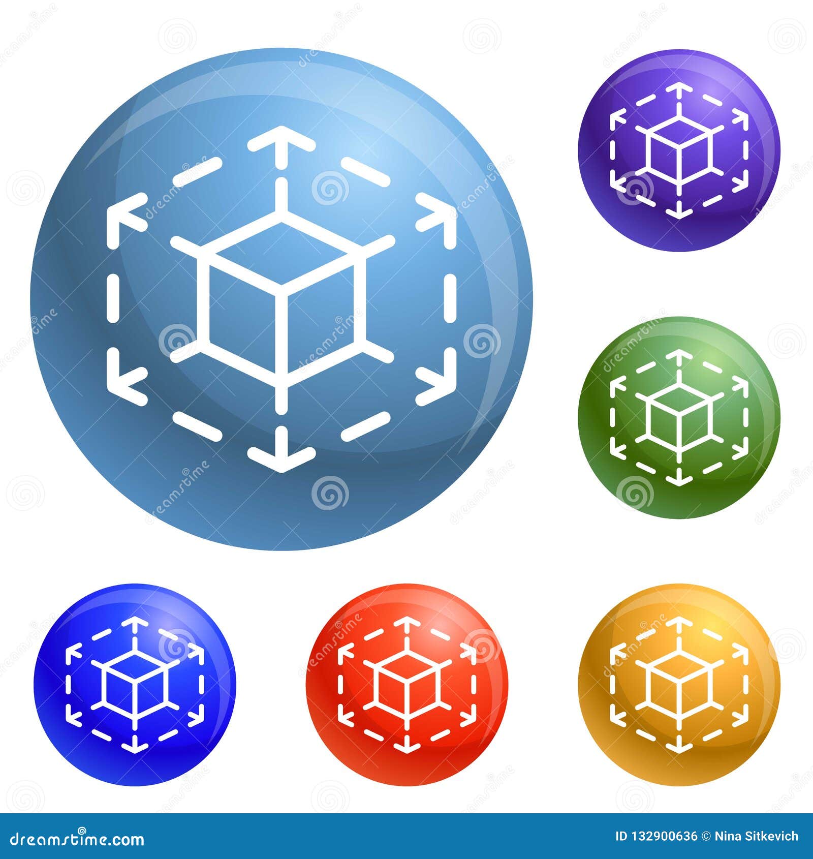 Vector Del Sistema De Los Iconos Del Espacio Del Cubo Ilustración del ...