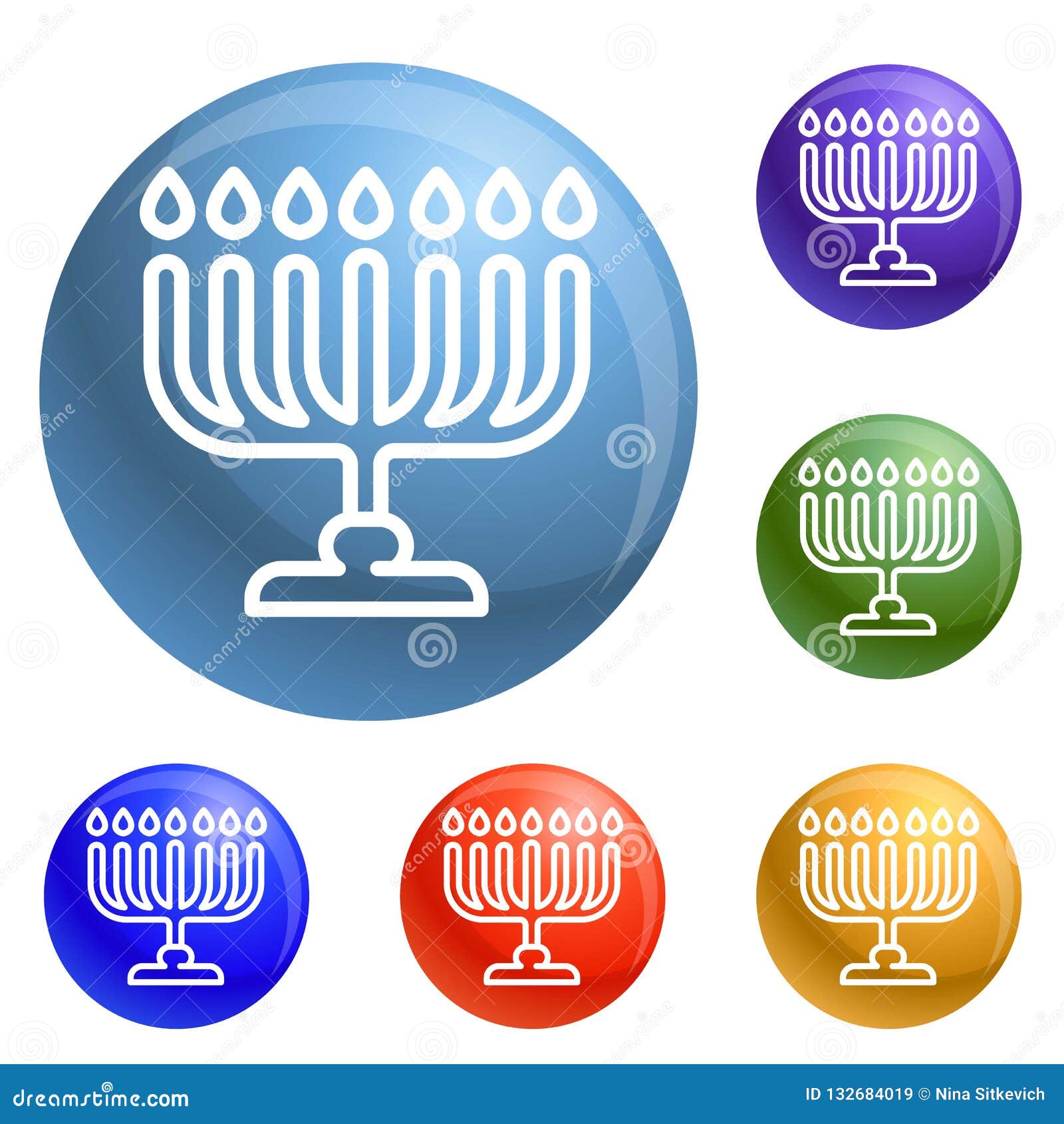 Vector Del Sistema De Los Iconos De Menorah Ilustración del Vector - Ilustración de sostenedor ...