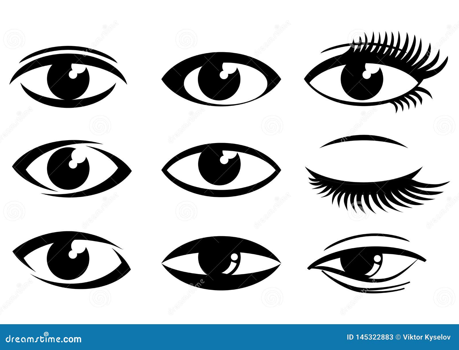 Vector Del Sistema De Los Iconos De Los Ojos Ilustración del Vector ...