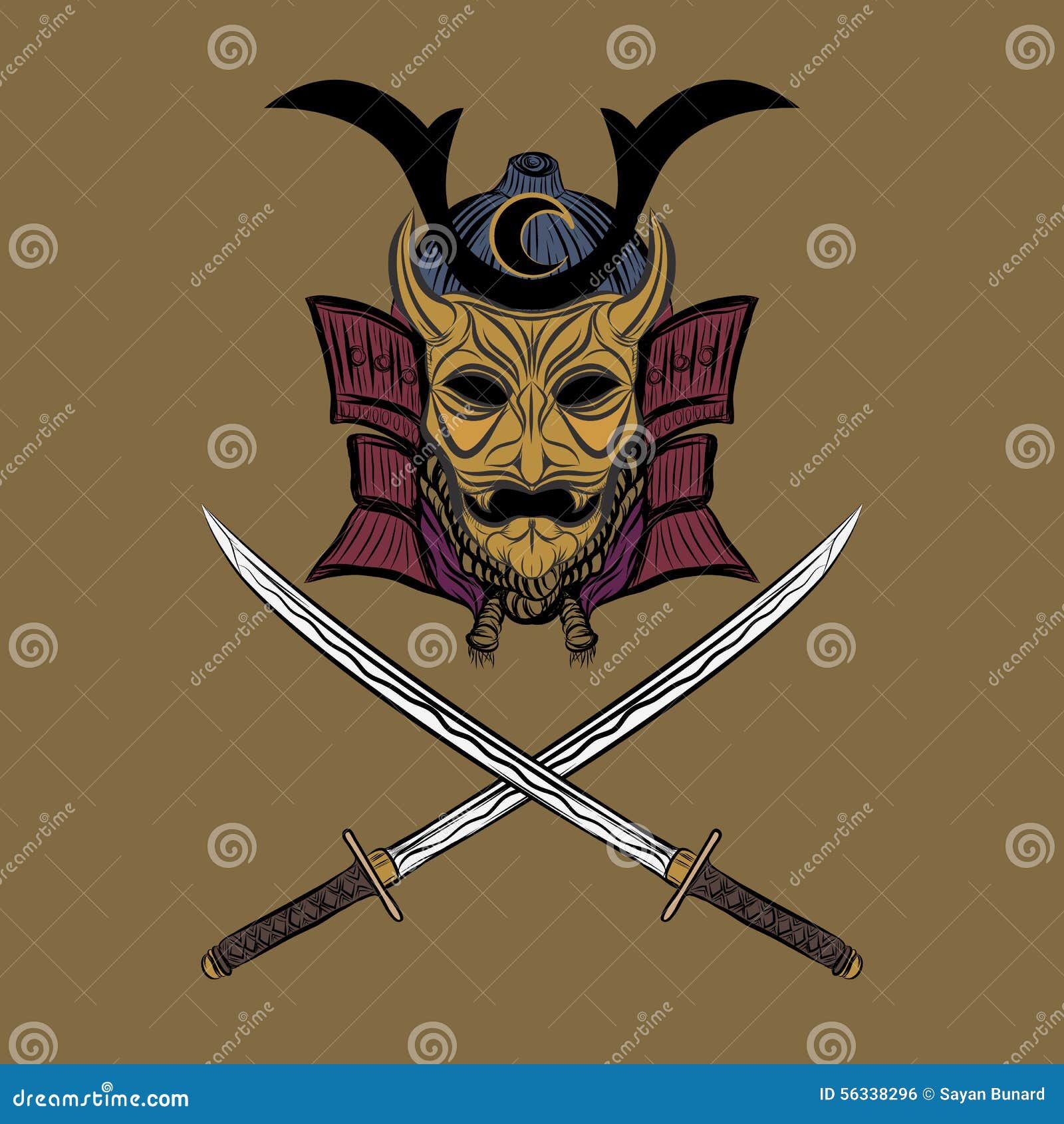 Vector Del Tatuaje Del Samurai Ilustración del Vector - Ilustración de ...