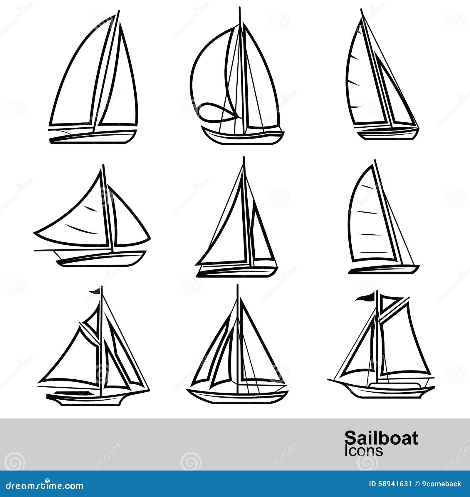 Vector del velero ilustración del vector. Ilustración de yate - 58941631