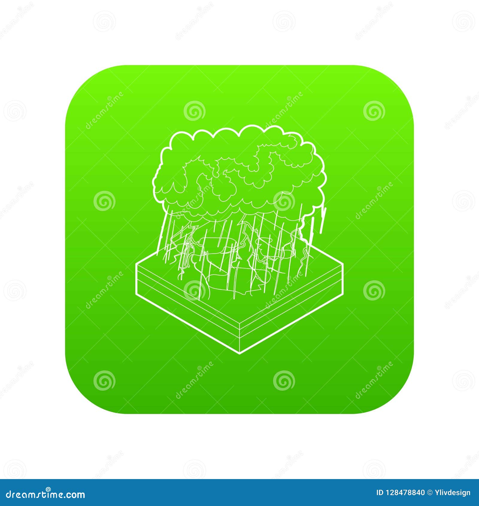 Vector Del Verde Del Icono De La Tempestad De Truenos Ilustración del ...