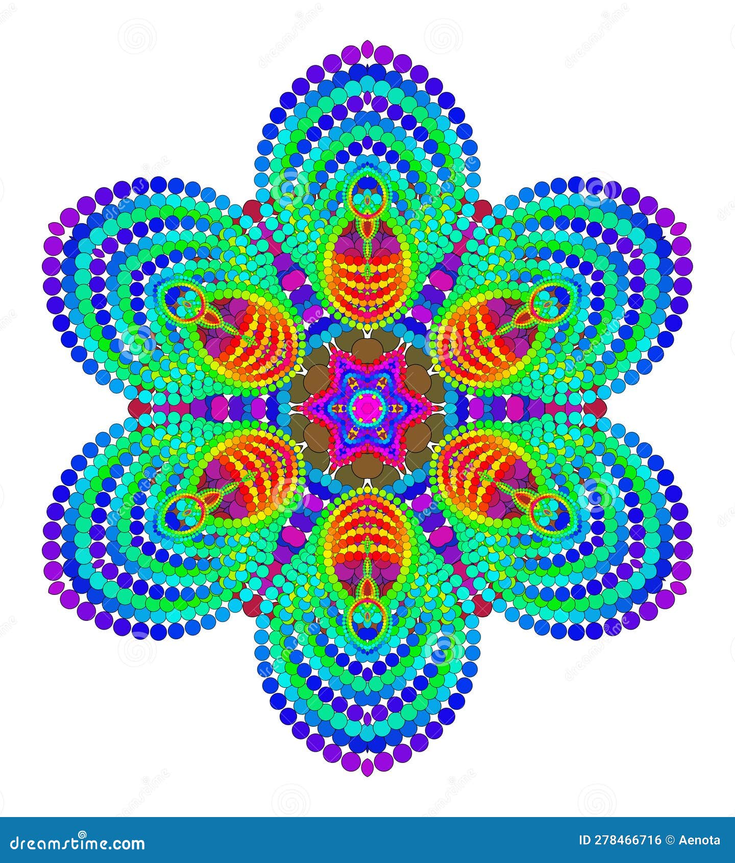 Vector Delicate Mandala for Meditative Practice Openwork Six Petalled ...