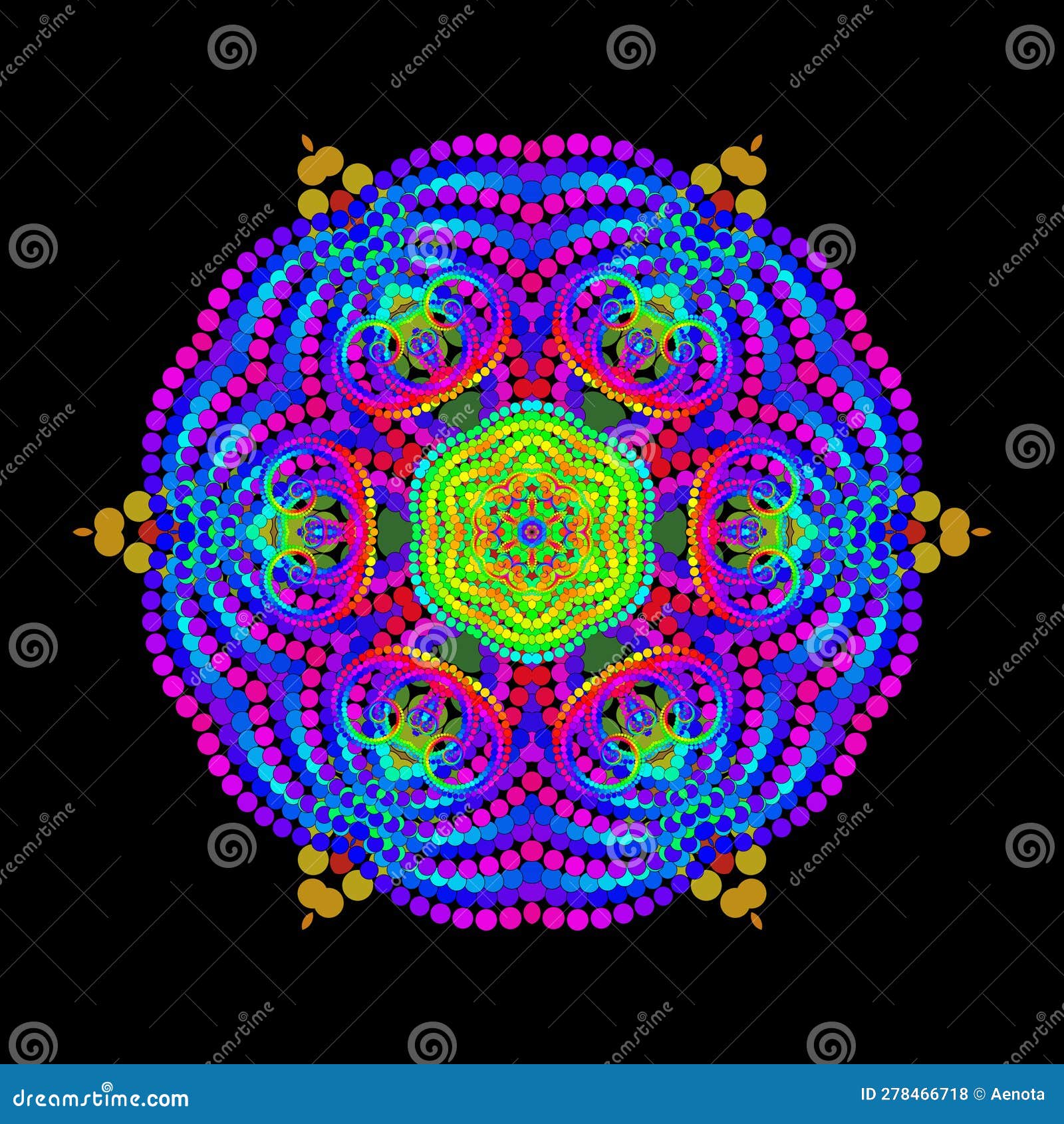 Vector Delicate Mandala for Meditative Practice Openwork Six Petalled ...