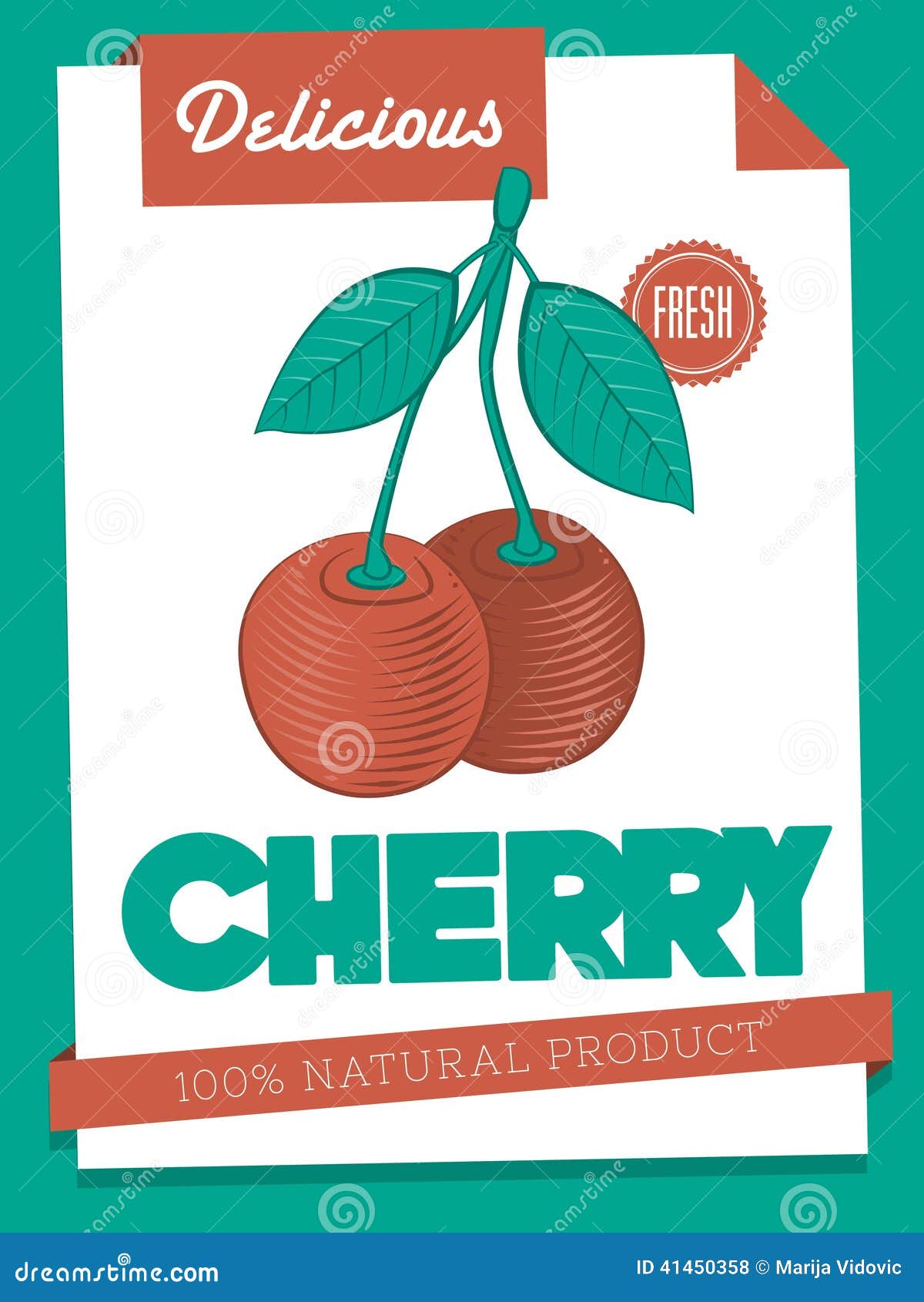 Vector Delicious Cherry Poster Stock Vector - Illustration of element ...