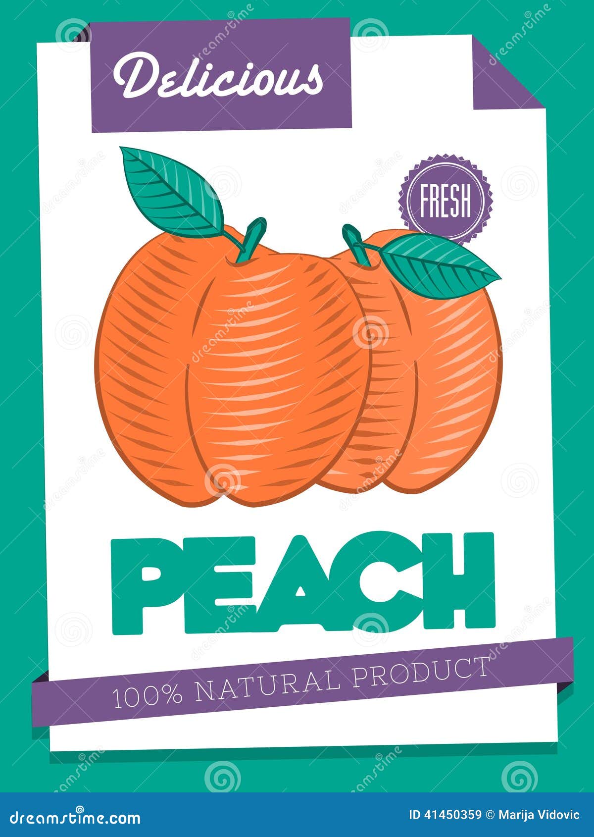 Vector Delicious Peach Poster Stock Vector - Illustration of fruit ...