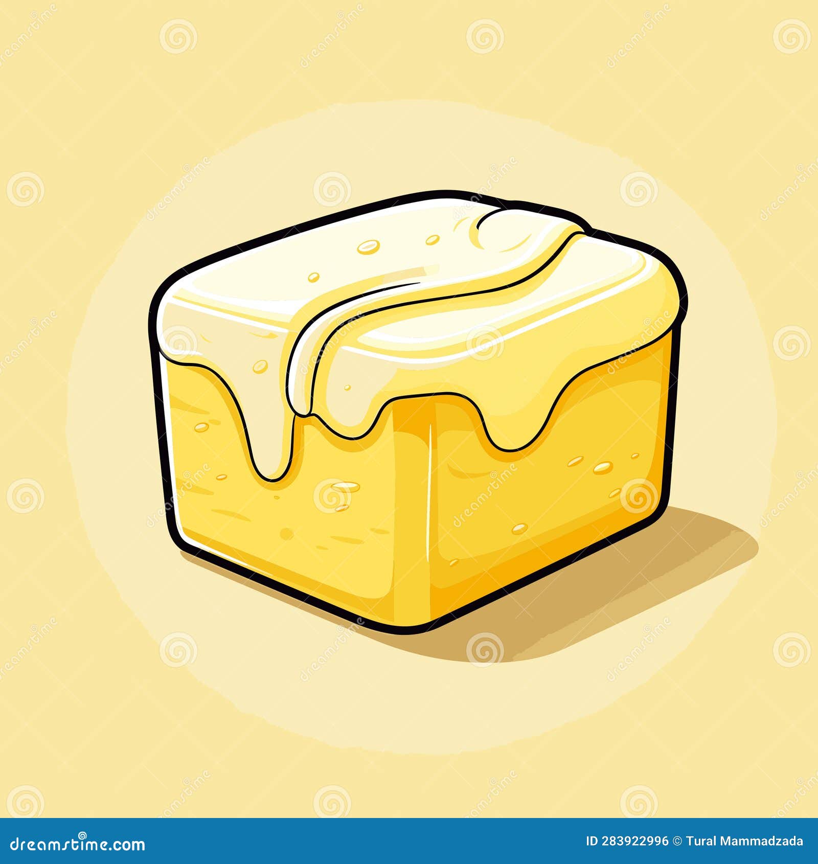 Vector of a Delicious Slice of Yellow Cake with Creamy Icing on Top ...