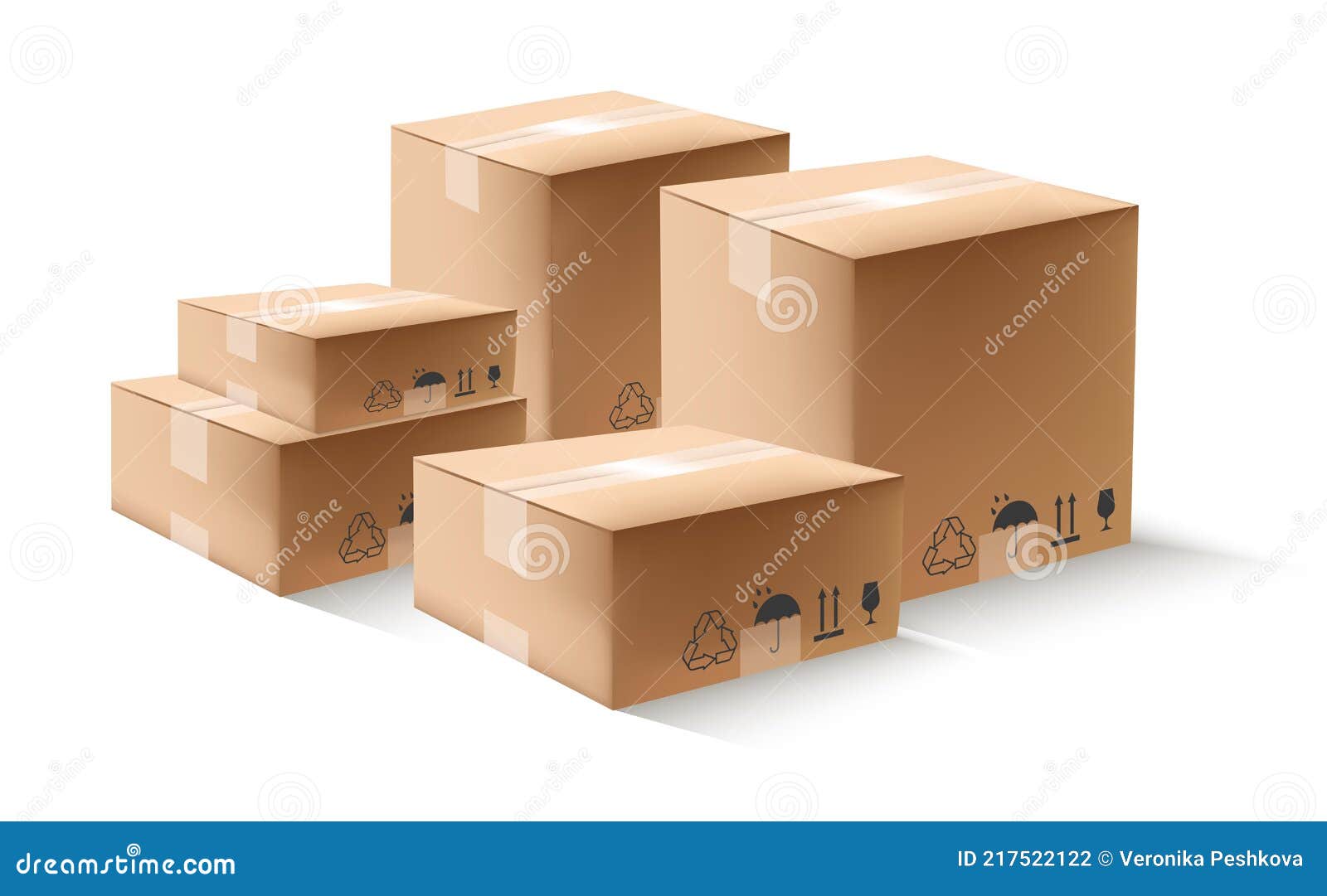 Vector Delivery Cardboard Pile of Boxes Isolated Stock Vector ...