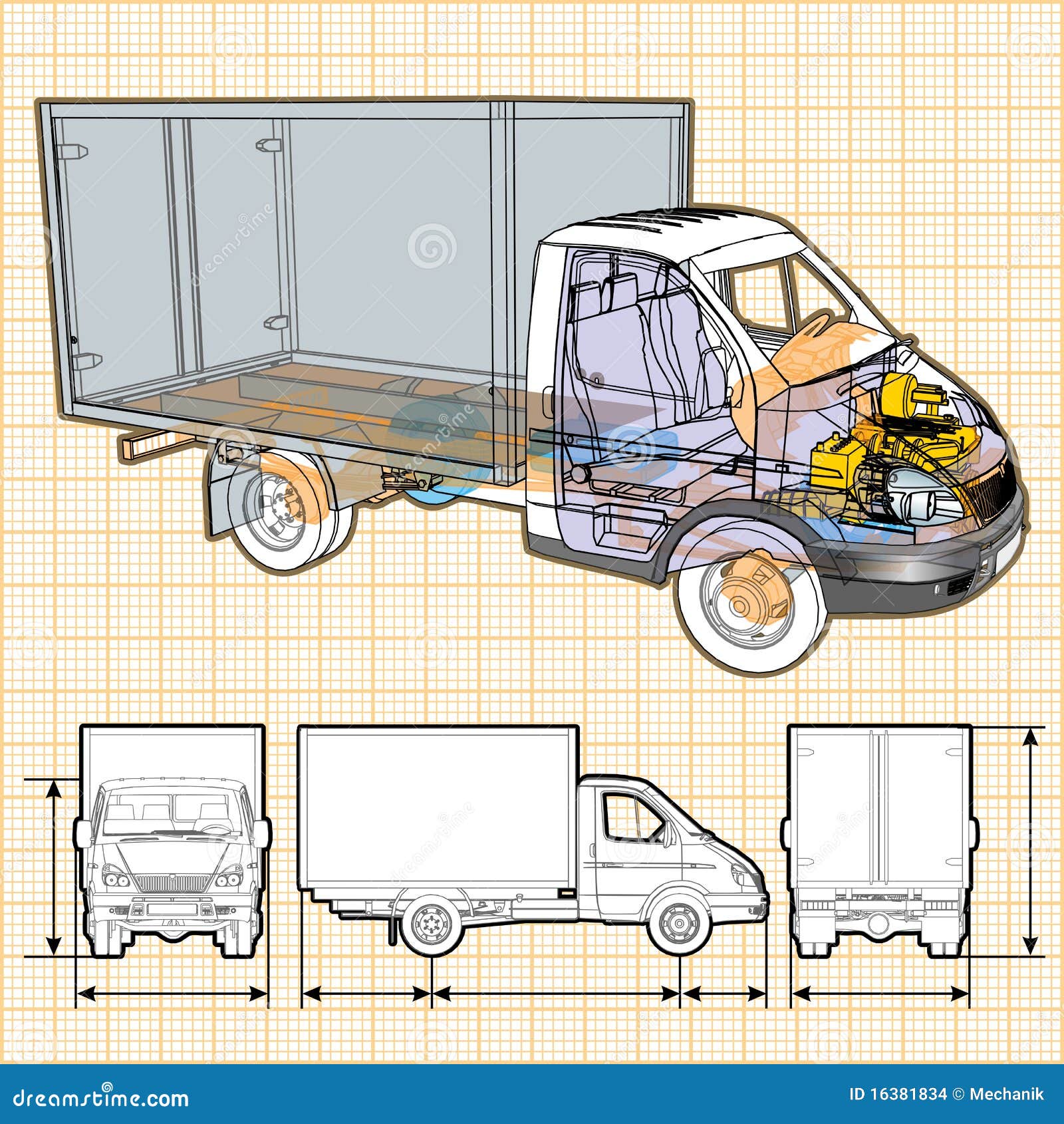 Vector Delivery / Cargo Truck Infographics Cutaway Stock Vector ...