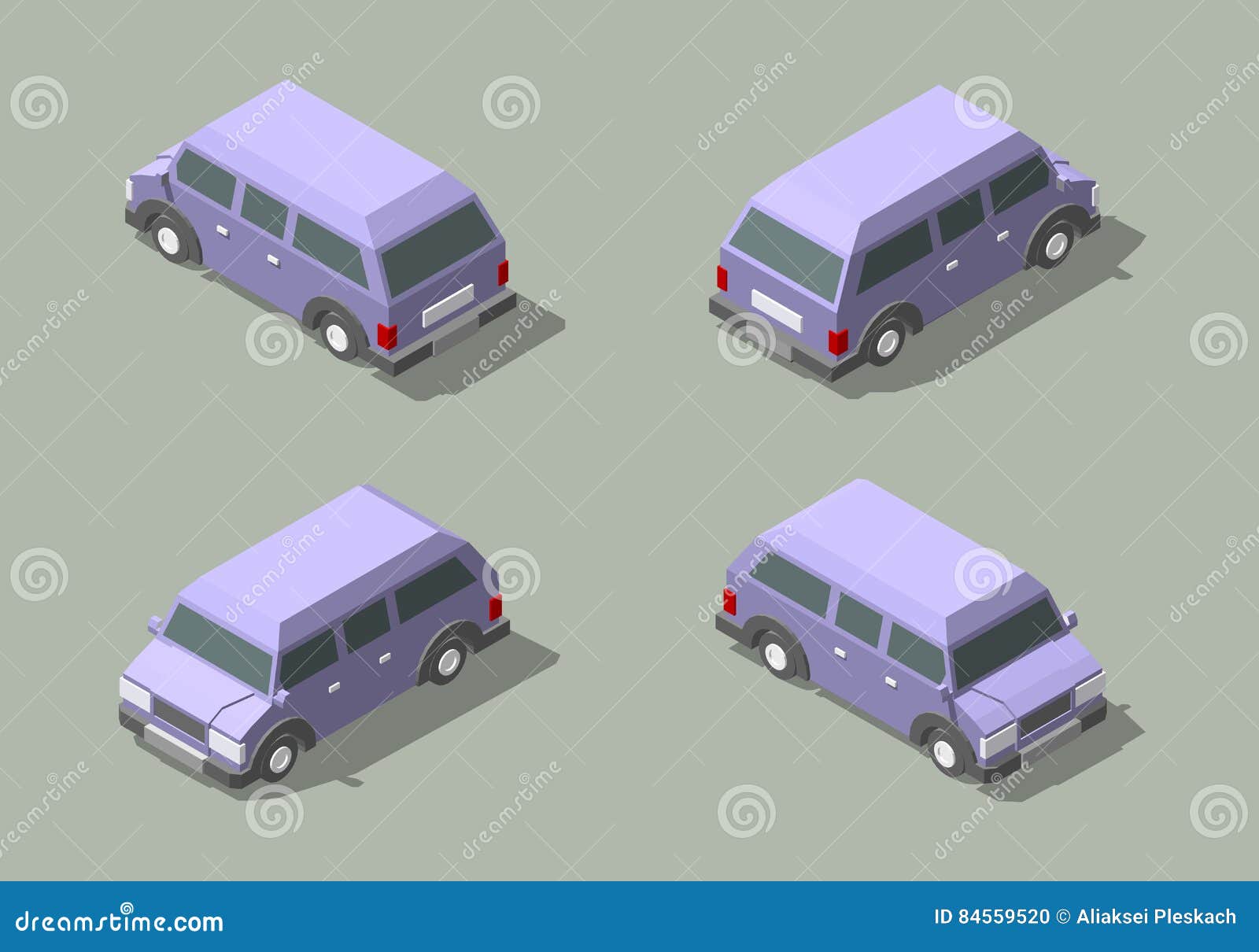 Vector Delivery Van Isometric Set Stock Illustration - Illustration of ...