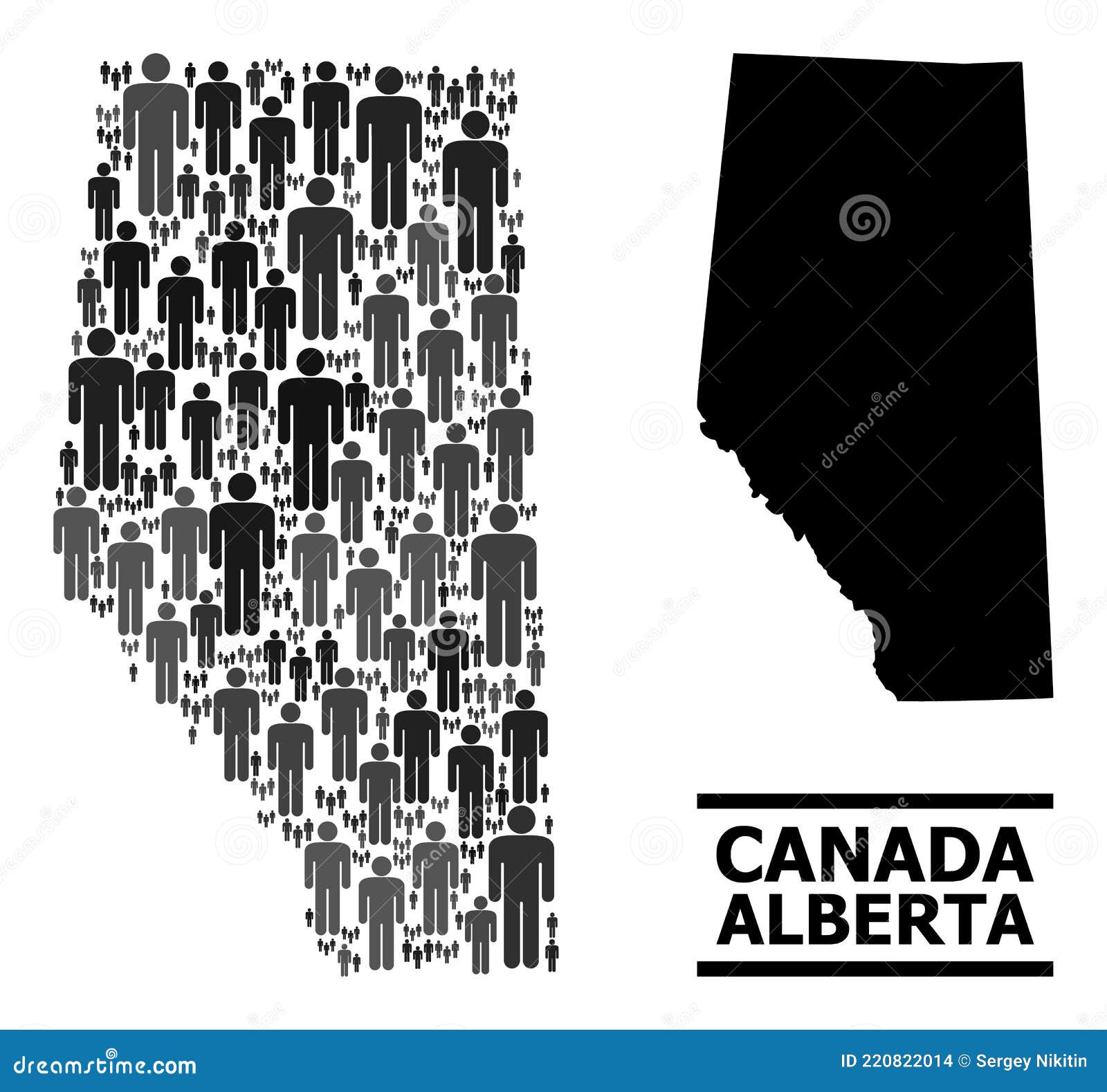 Vector Demographics Collage Map of Alberta Province and Solid Map Stock ...