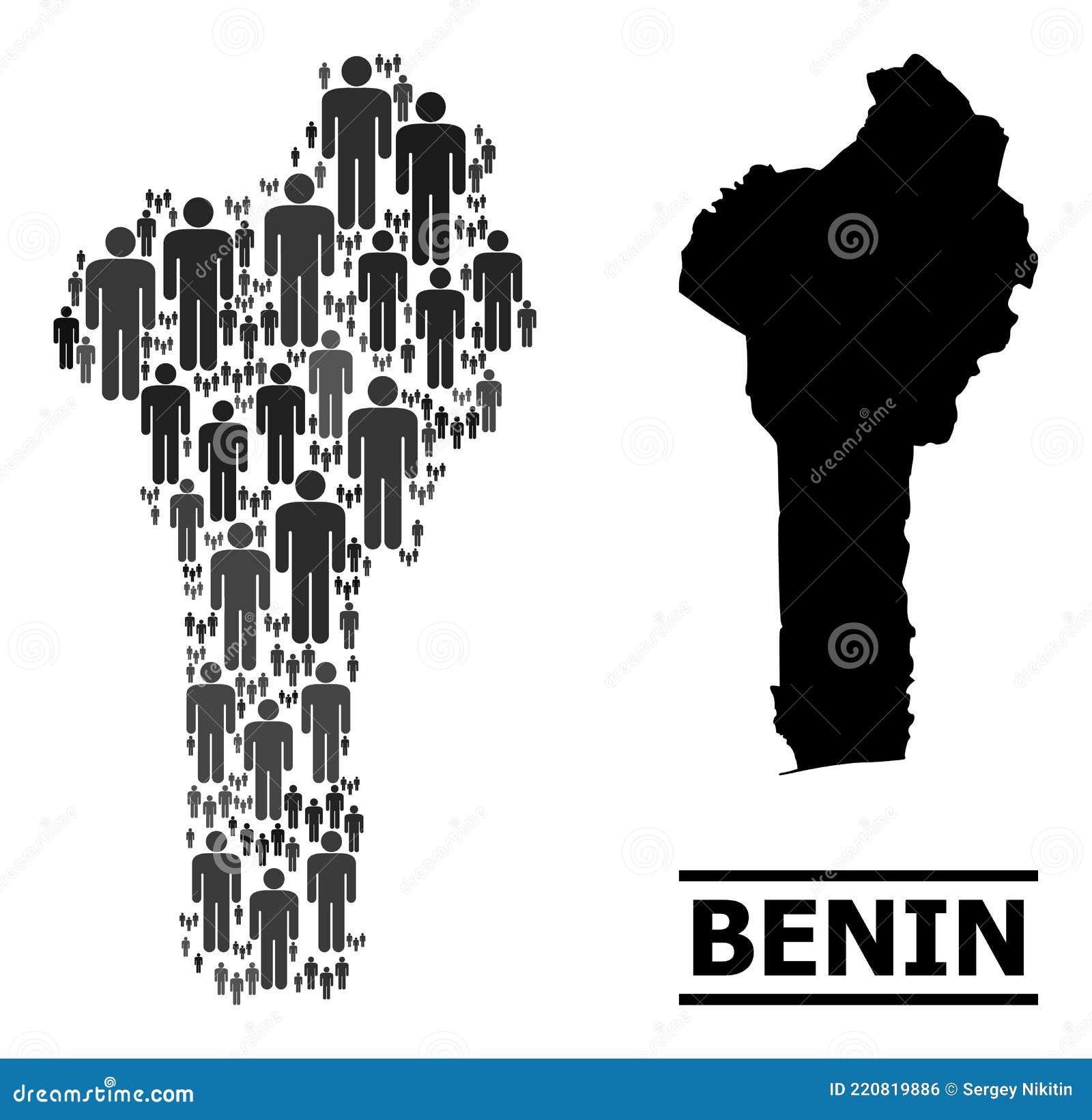 Vector Demographics Collage Map of Benin and Solid Map Stock Vector ...
