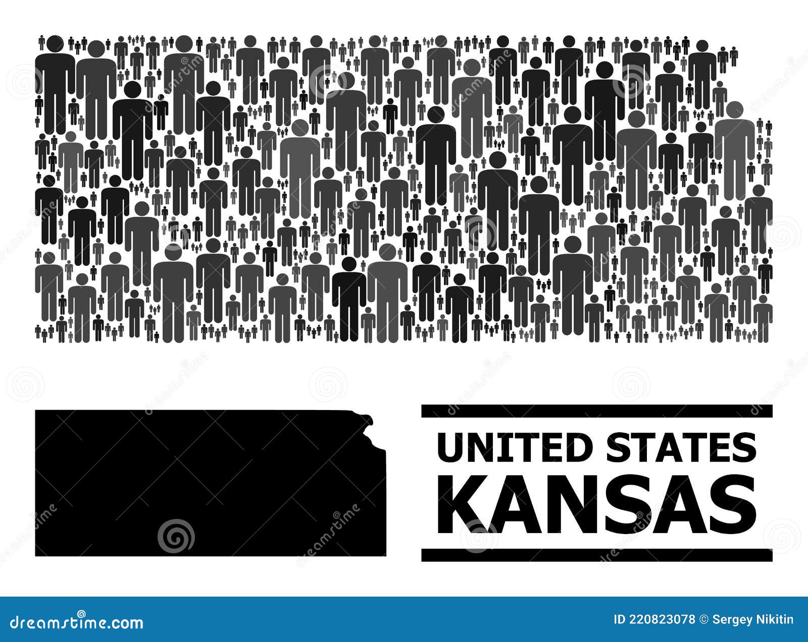 Vector Demographics Collage Map of Kansas State and Solid Map Stock ...