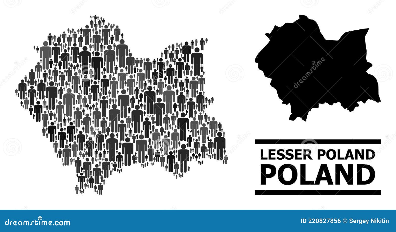 Vector Demographics Collage Map of Lesser Poland Province and Solid Map ...