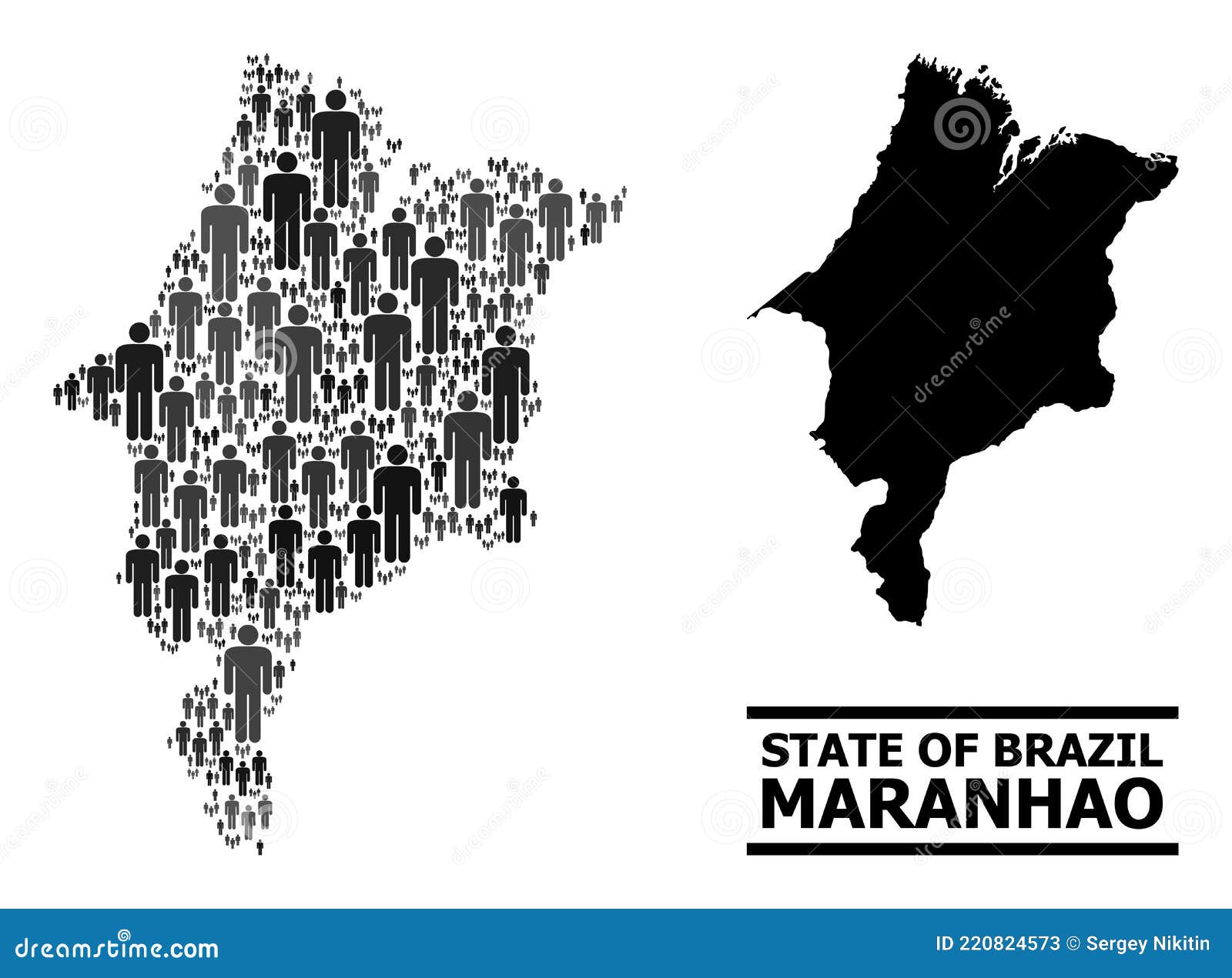 Vector Demographics Collage Map of Maranhao State and Solid Map Stock ...