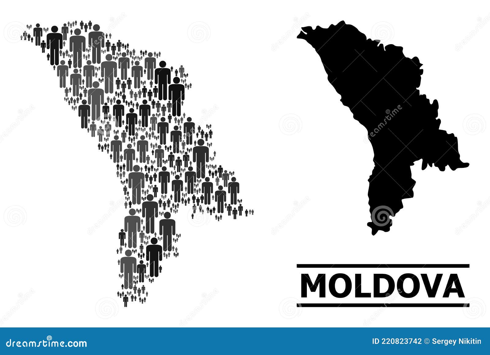 Vector Demographics Collage Map of Moldova and Solid Map Stock Vector ...