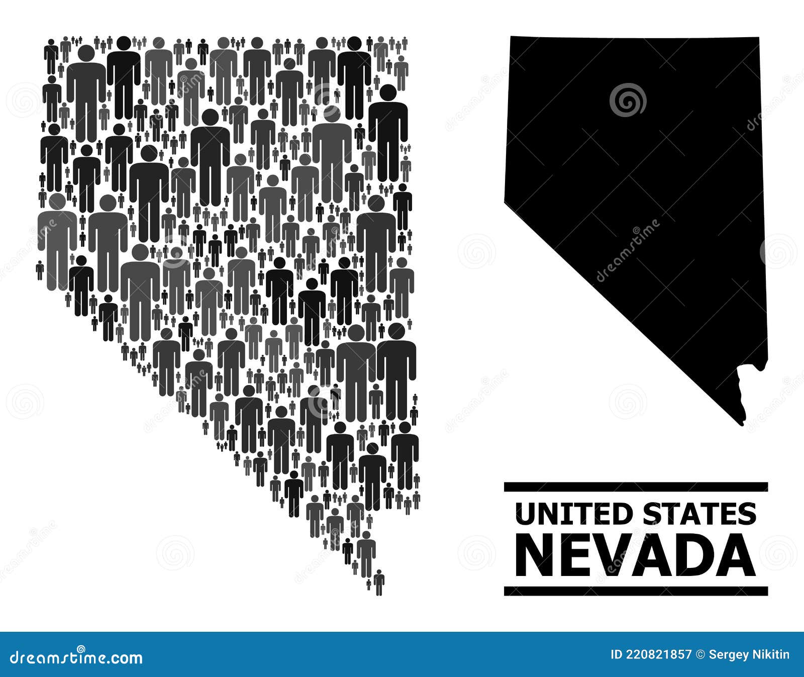 Vector Demographics Collage Map of Nevada State and Solid Map Stock ...