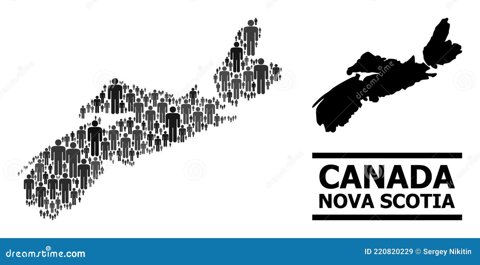 Vector Demographics Collage Map of Nova Scotia Province and Solid Map ...