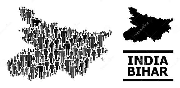 Vector Demographics Mosaic Map of Bihar State and Solid Map Stock ...