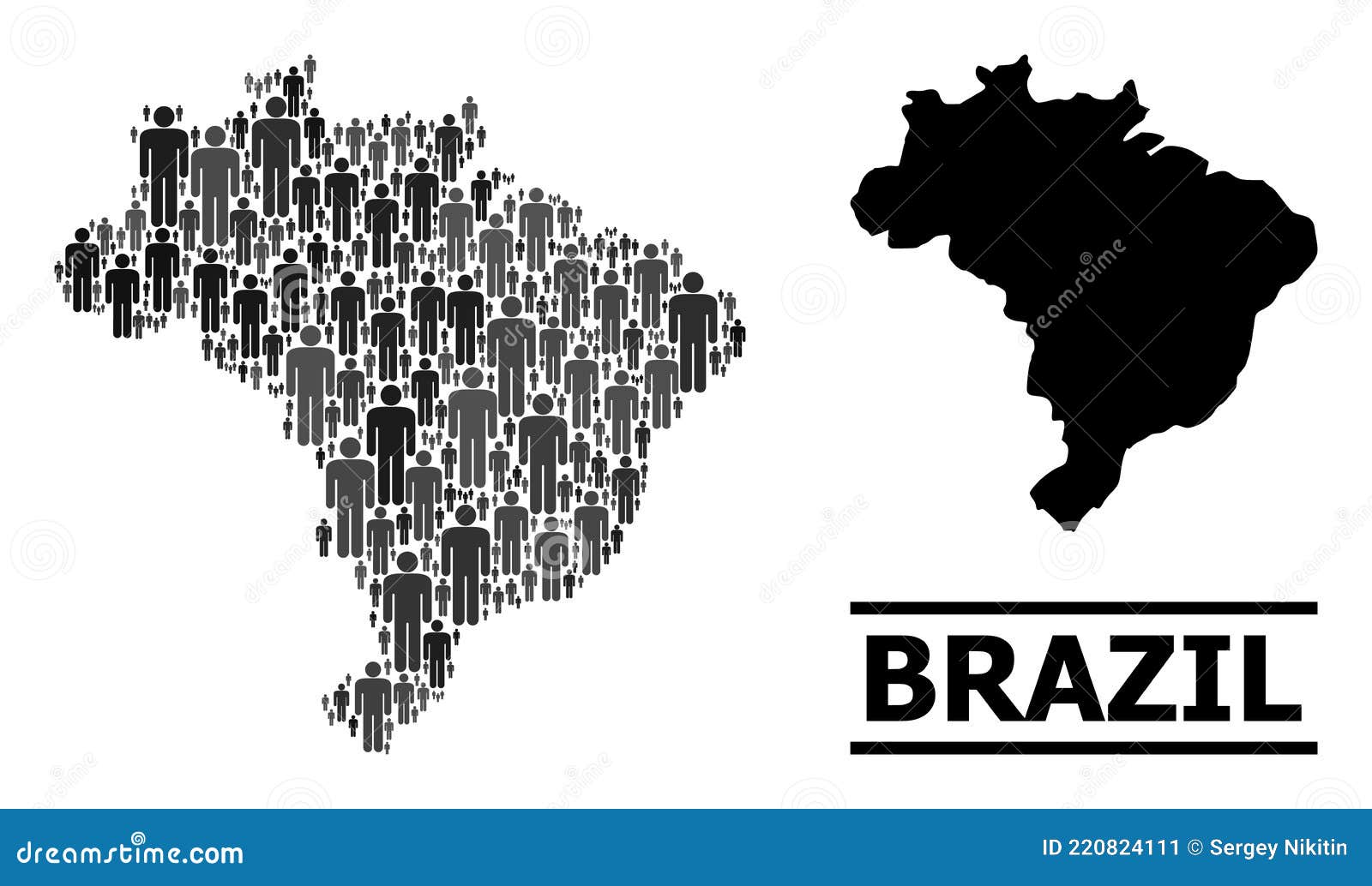 Vector Demographics Mosaic Map of Brazil and Solid Map Stock Vector ...