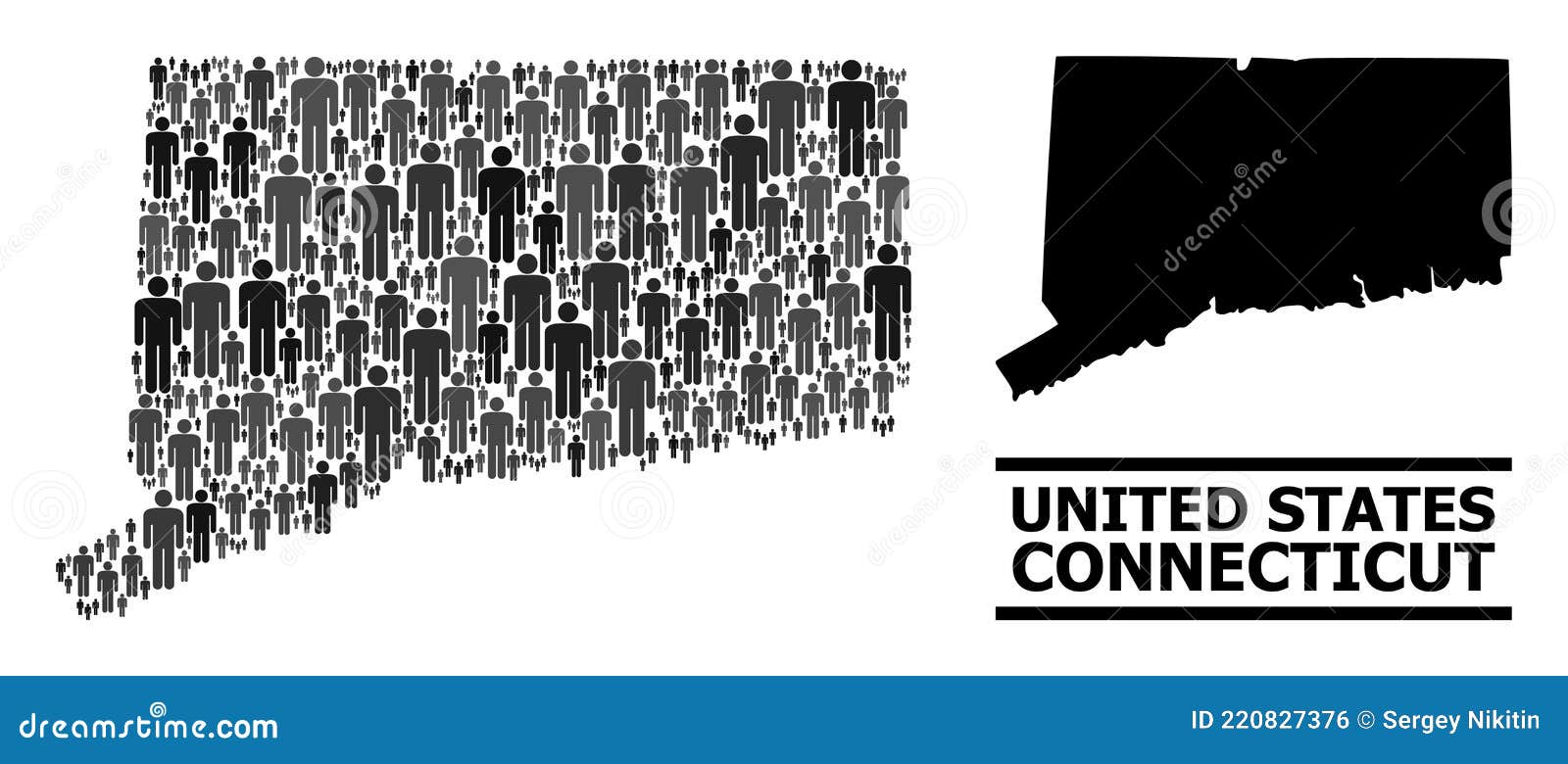 Vector Demographics Mosaic Map of Connecticut State and Solid Map Stock ...