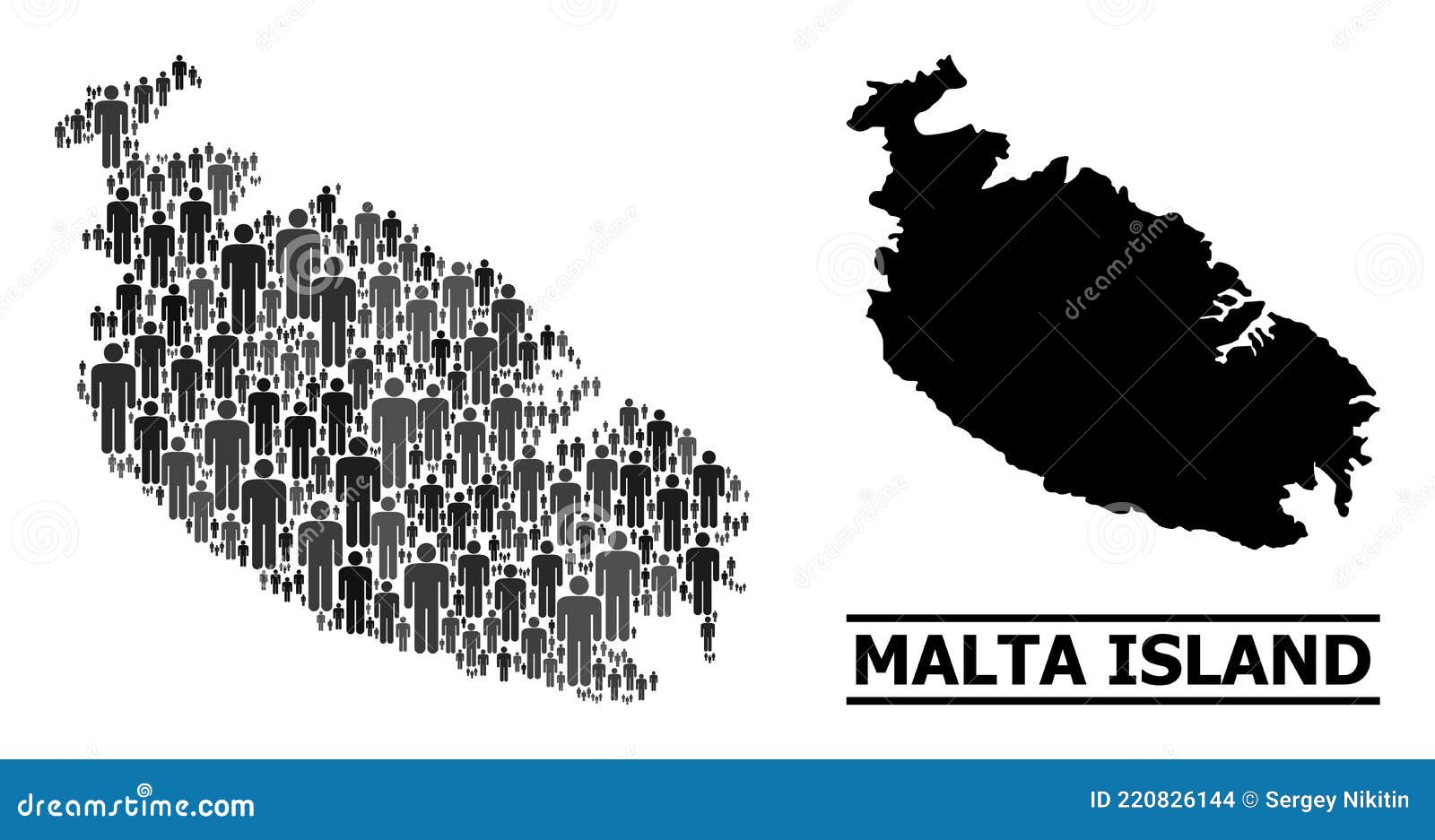 Vector Demographics Mosaic Map of Malta Island and Solid Map Stock ...