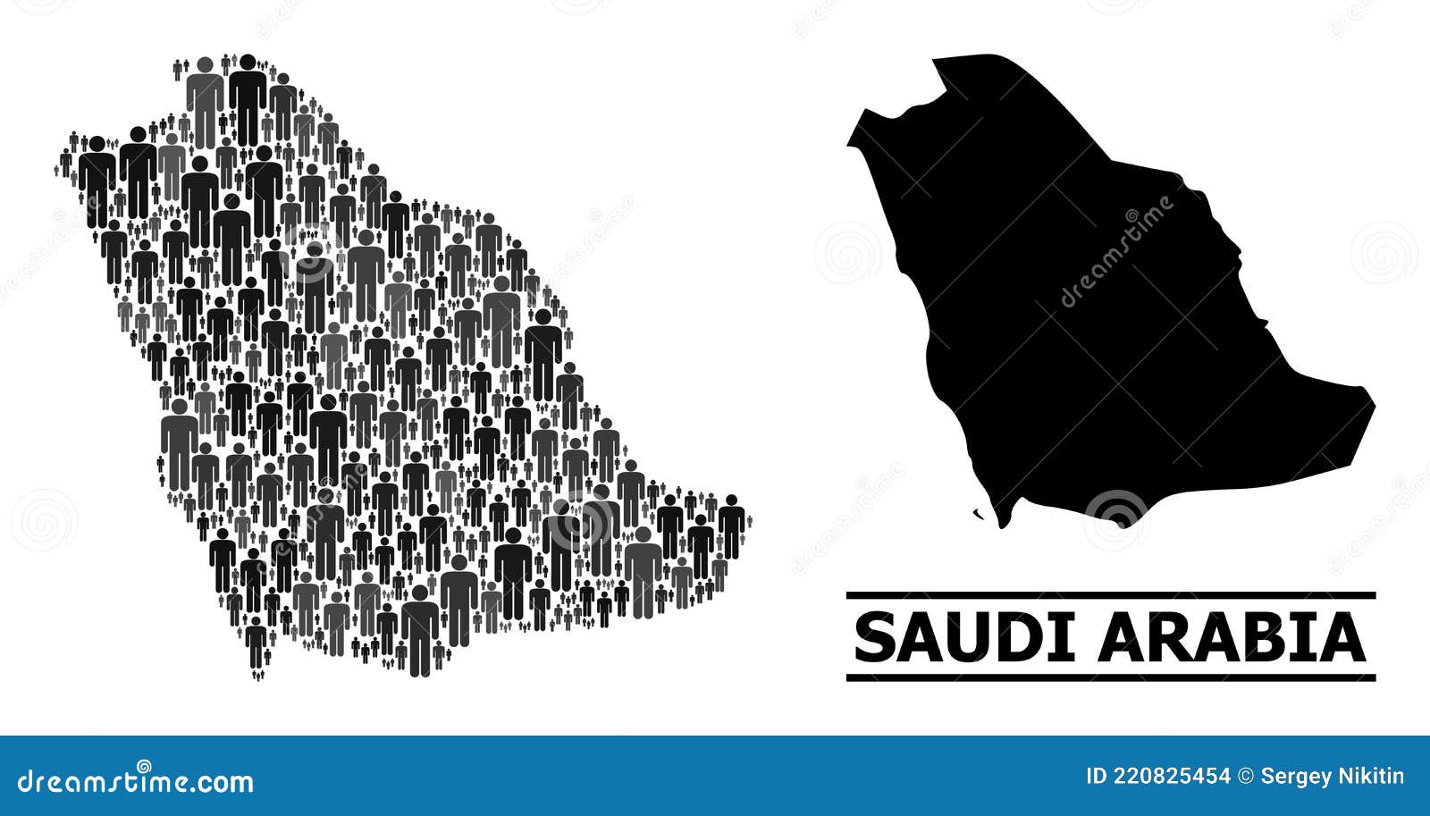 Vector Demographics Mosaic Map of Saudi Arabia and Solid Map Stock ...