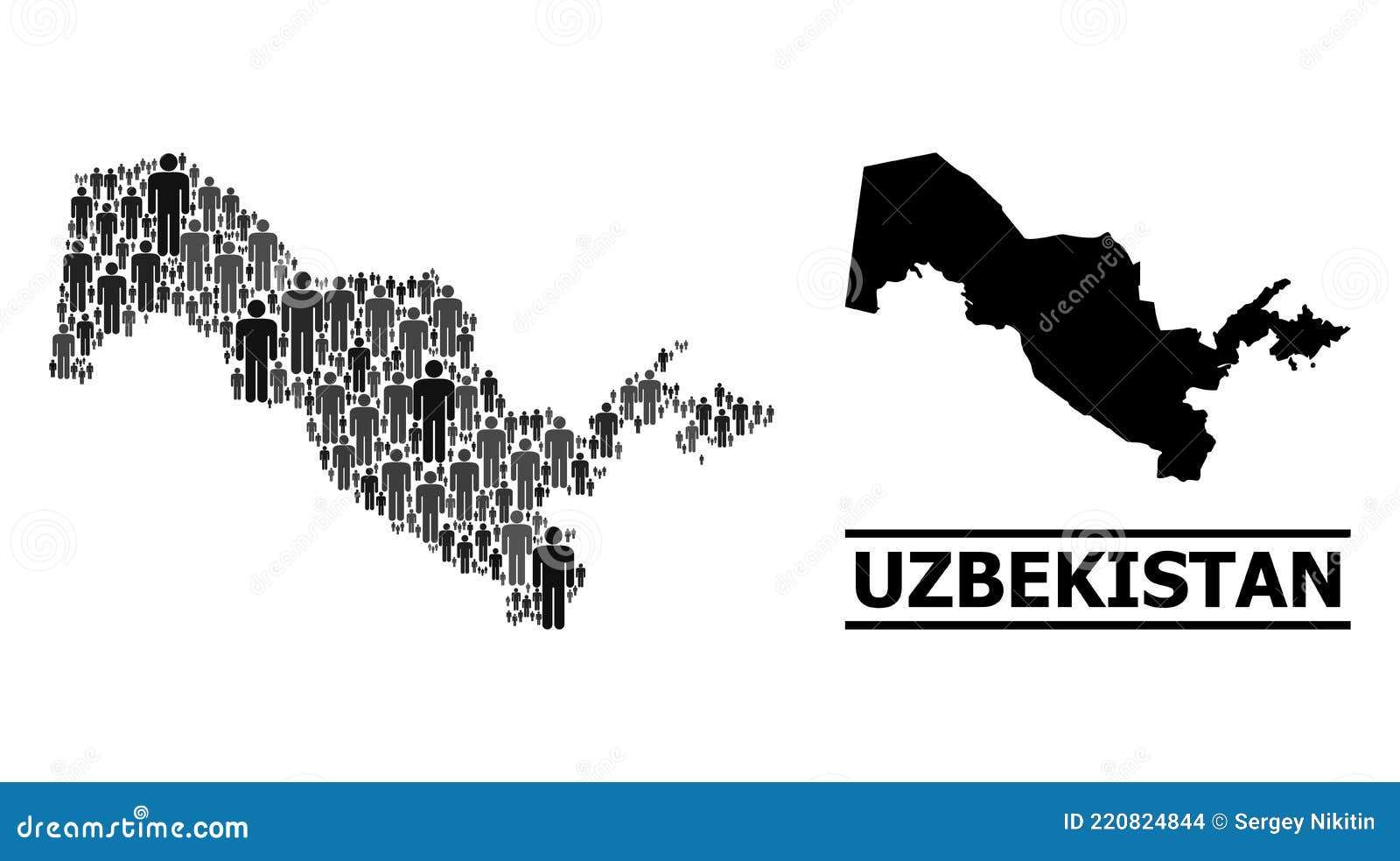 Vector Demographics Mosaic Map of Uzbekistan and Solid Map Stock Vector ...