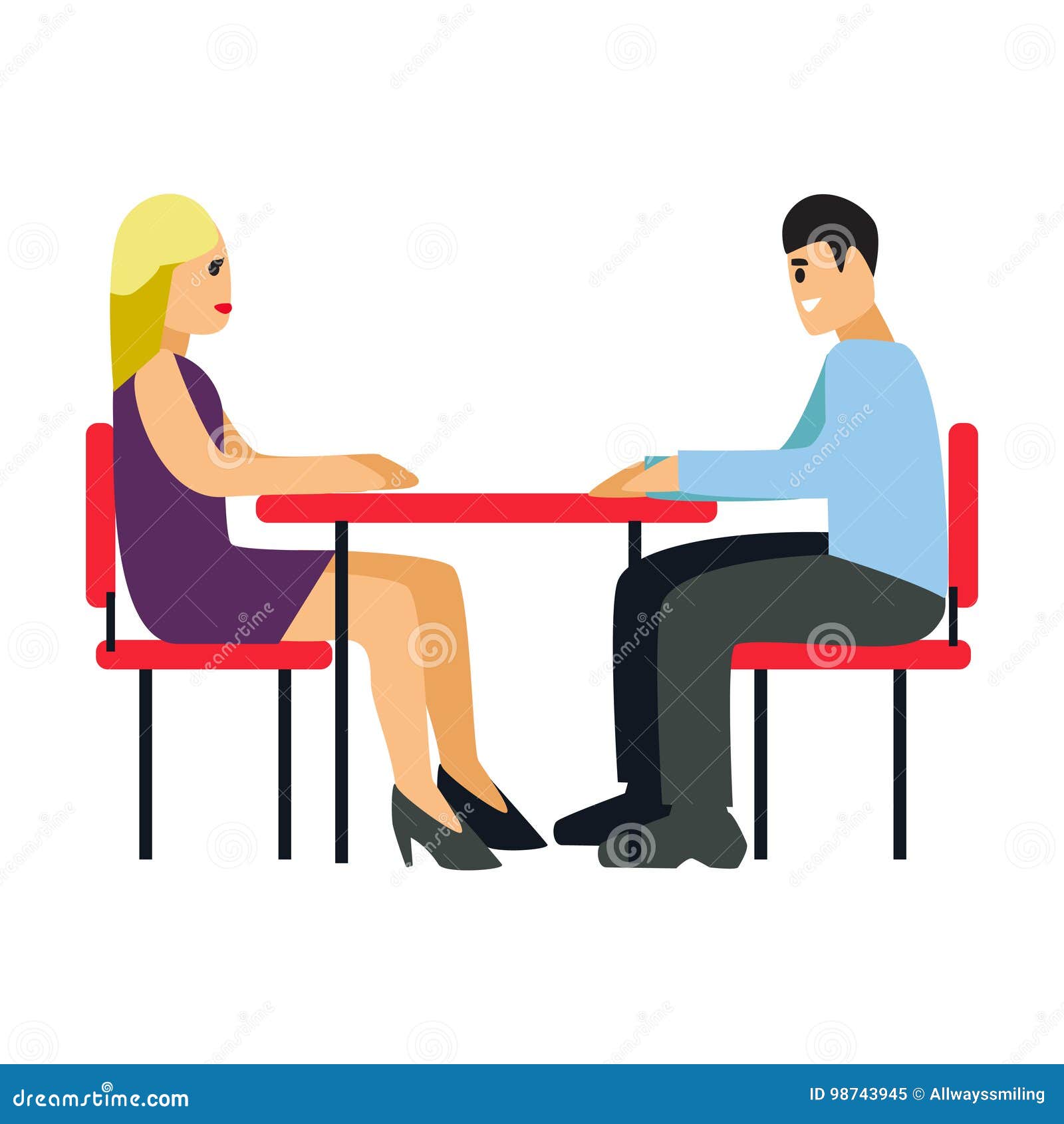 Vector Den Illustrationsmann Und -frau, Die am Tisch Sitzen Vektor ...